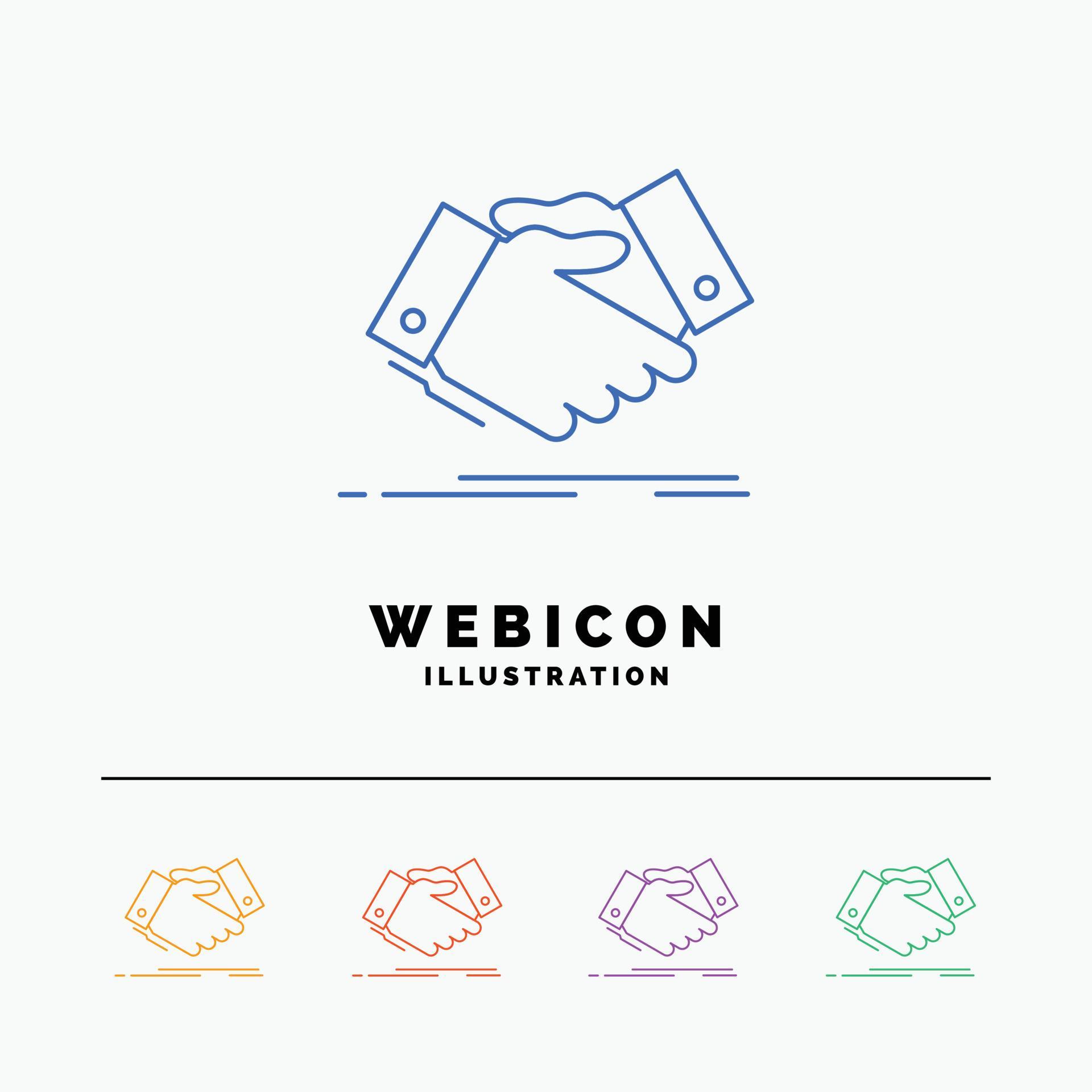 Handshake Hand Shake Shaking Hand Agreement Business 5 Color Line Web Icon Template Isolated