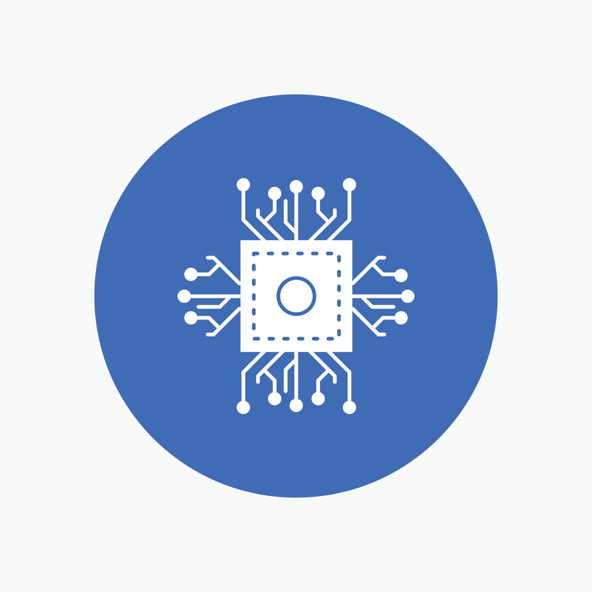 Chip Cpu Microchip Processor Technology White Glyph Icon In Circle Vector Button