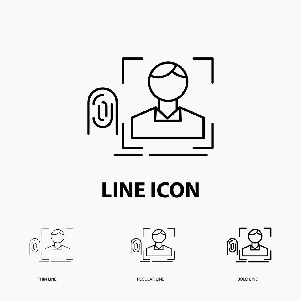 Finger Fingerprint Recognition Scan Scanning Icon In Thin Regular And Bold Line Style
