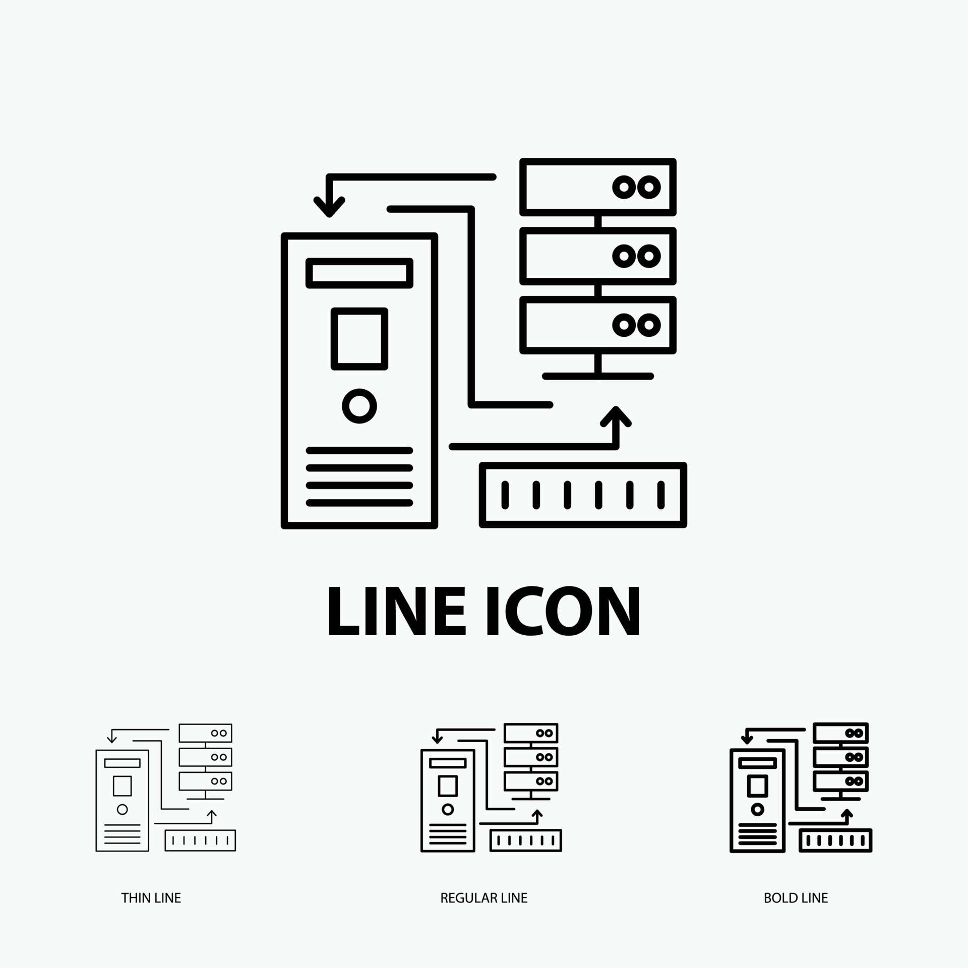 Combination Data Database Electronic Information Icon In Thin Regular And Bold Line Style