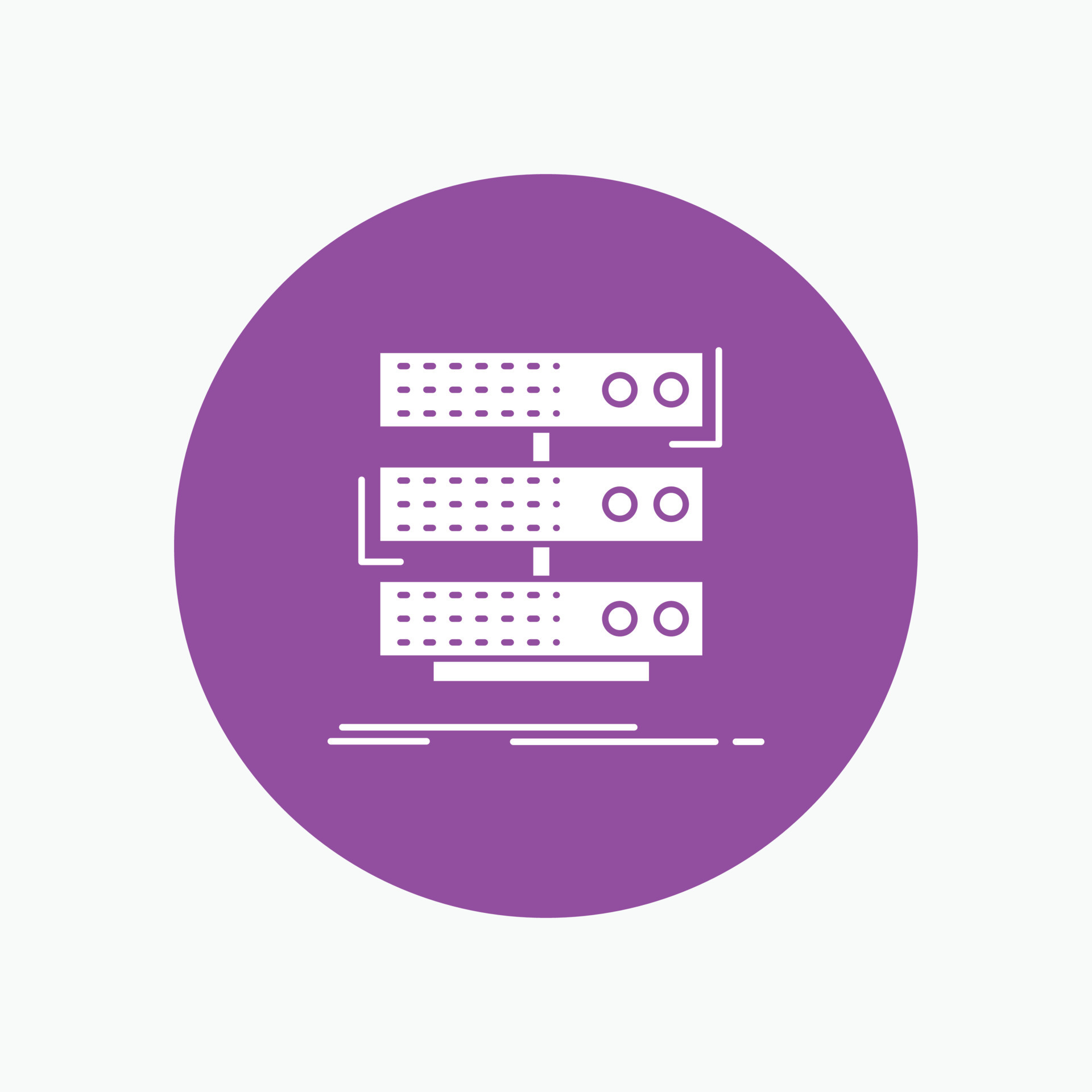 Server Storage Rack Database Data White Glyph Icon In Circle Vector Button Illustration