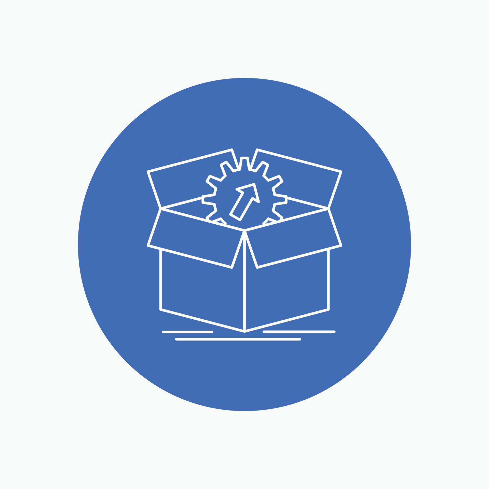 Upload Performance Productivity Progress Work White Line Icon In Circle Background Vector