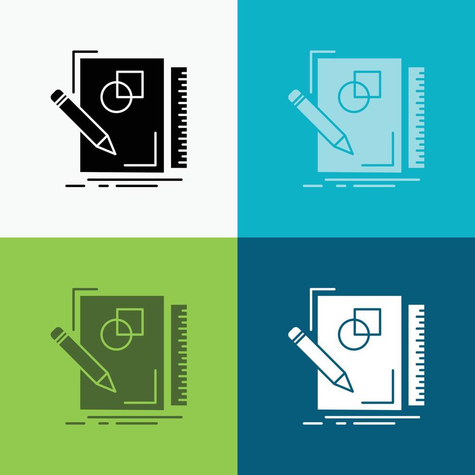 Sketch Sketching Design Draw Geometry Icon Over Various Background Glyph Style Design