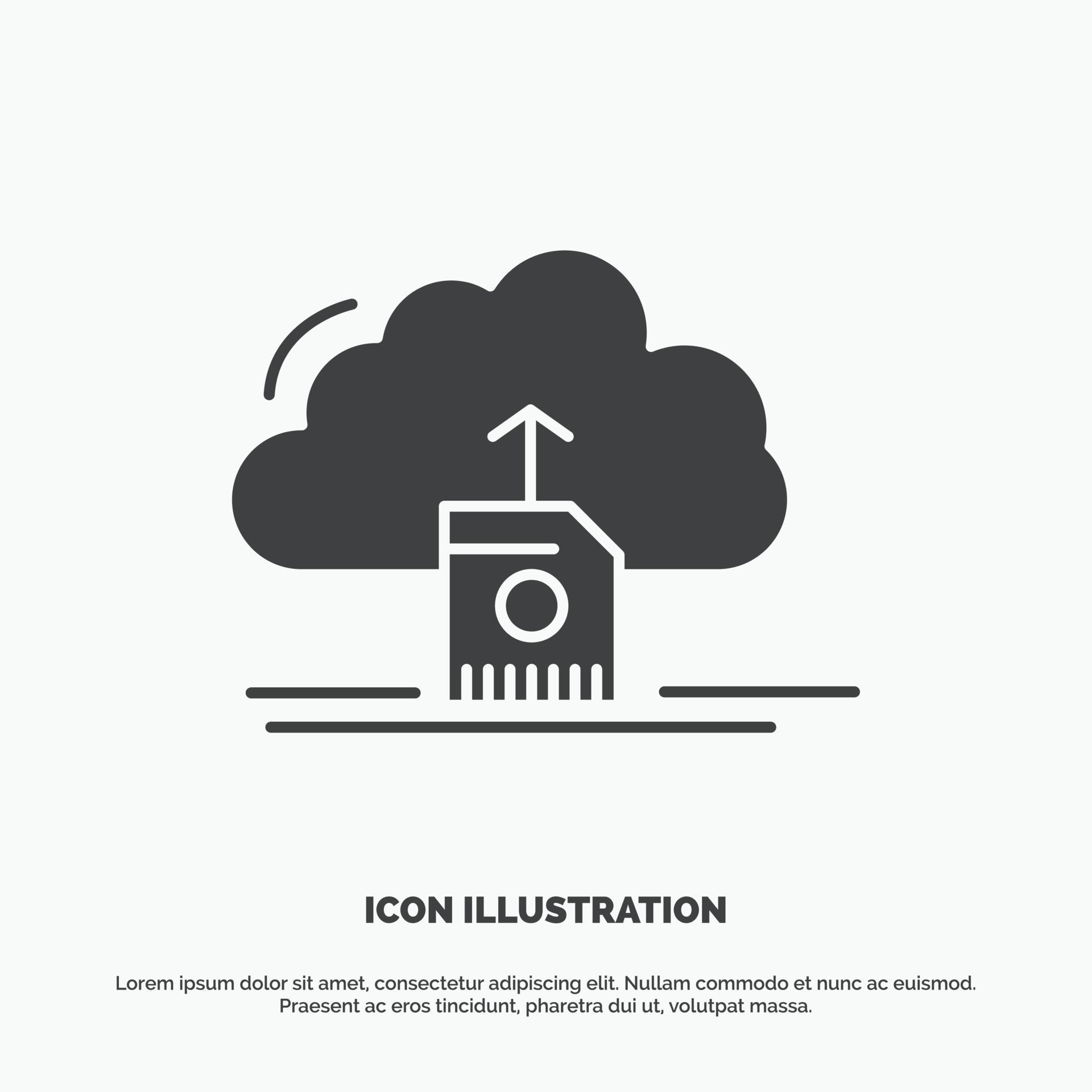 cloud. upload. save. data. computing Icon. glyph vector gray symbol for UI and UX. website or ...