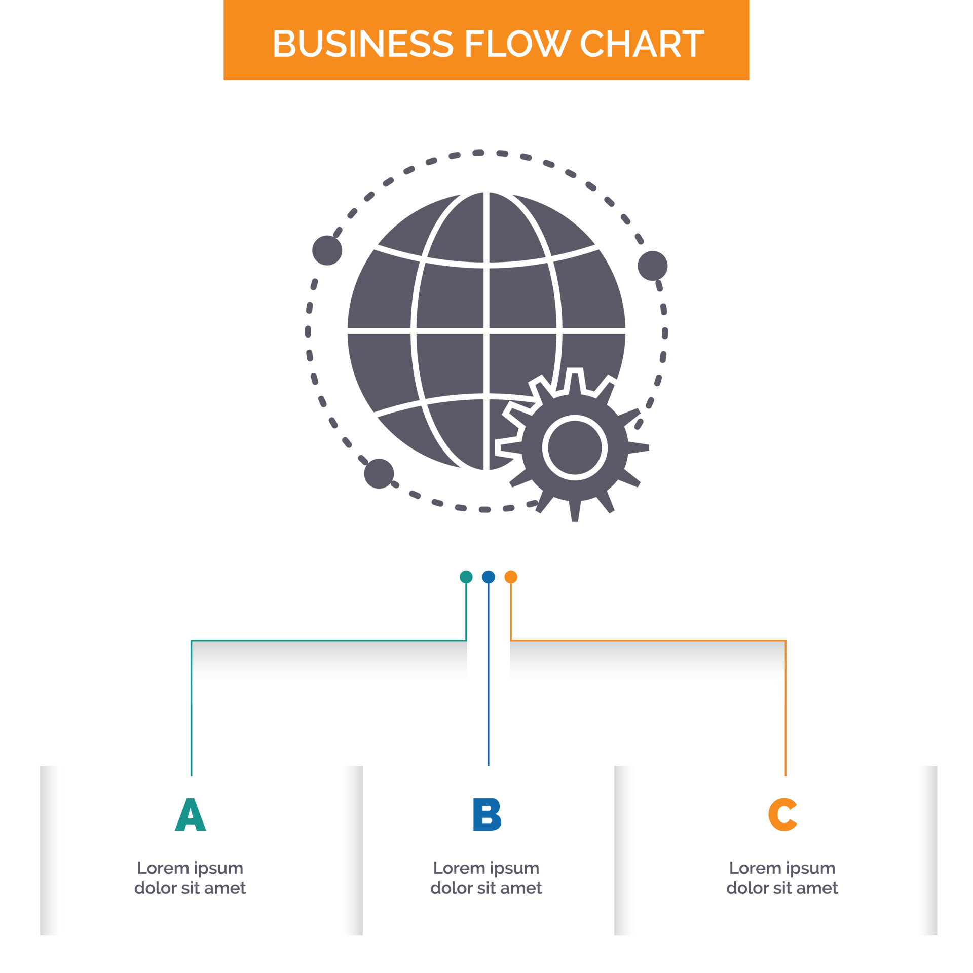 Connected Online World Globe Multiplayer Business Flow Chart Design