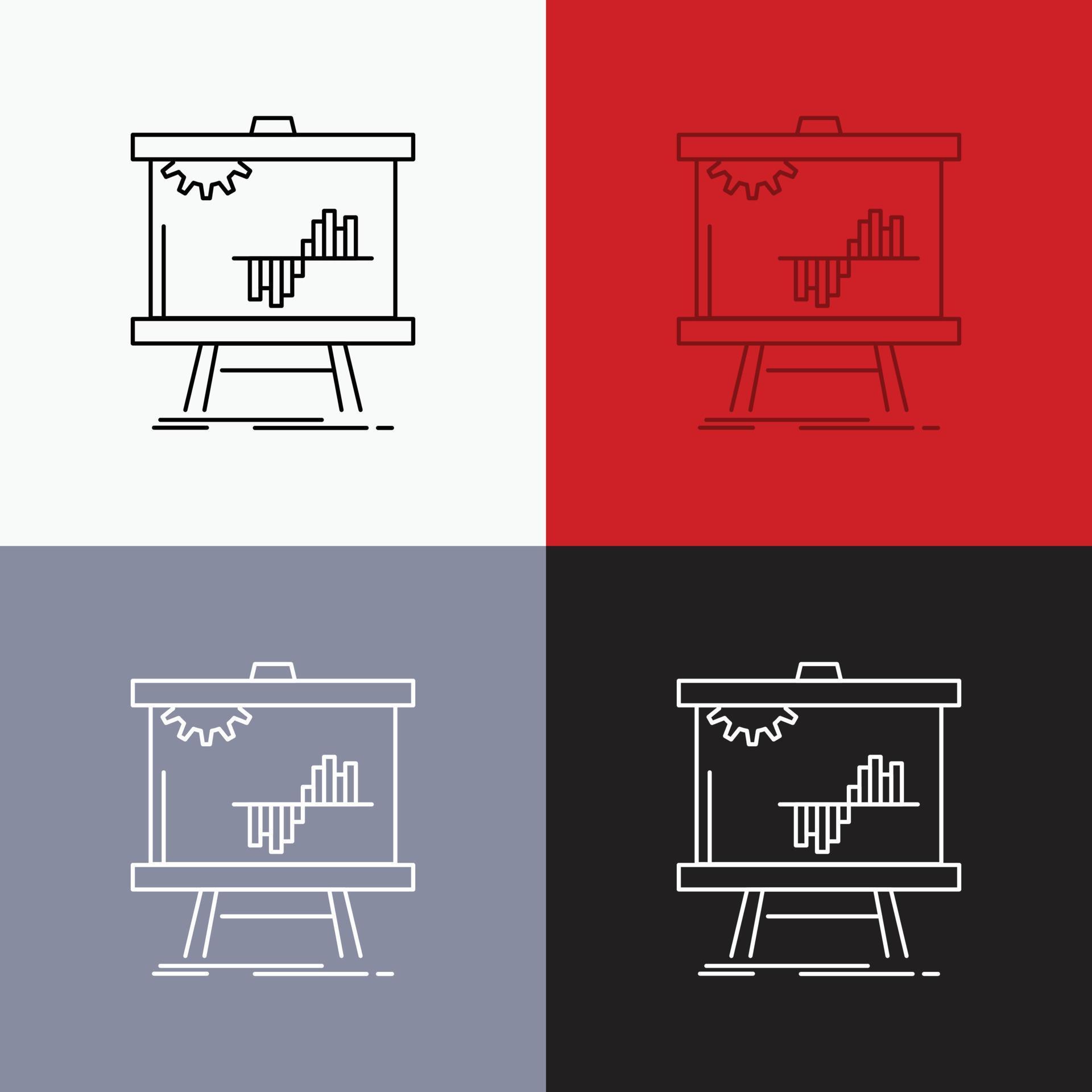Business Chart Data Graph Stats Icon Over Various Background Line Style Design Designed