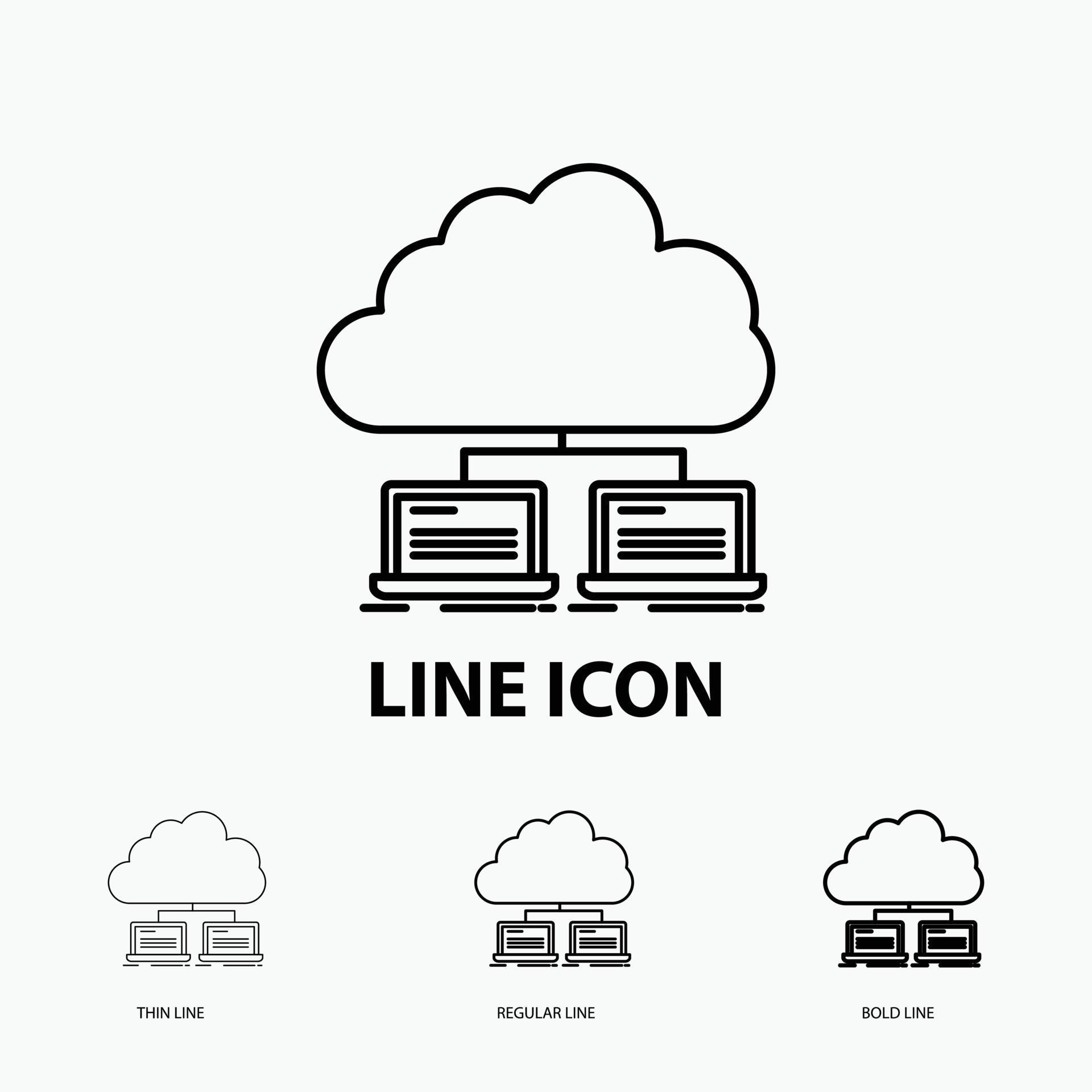 cloud. network. server. internet. data Icon in Thin. Regular and Bold Line Style. Vector ...