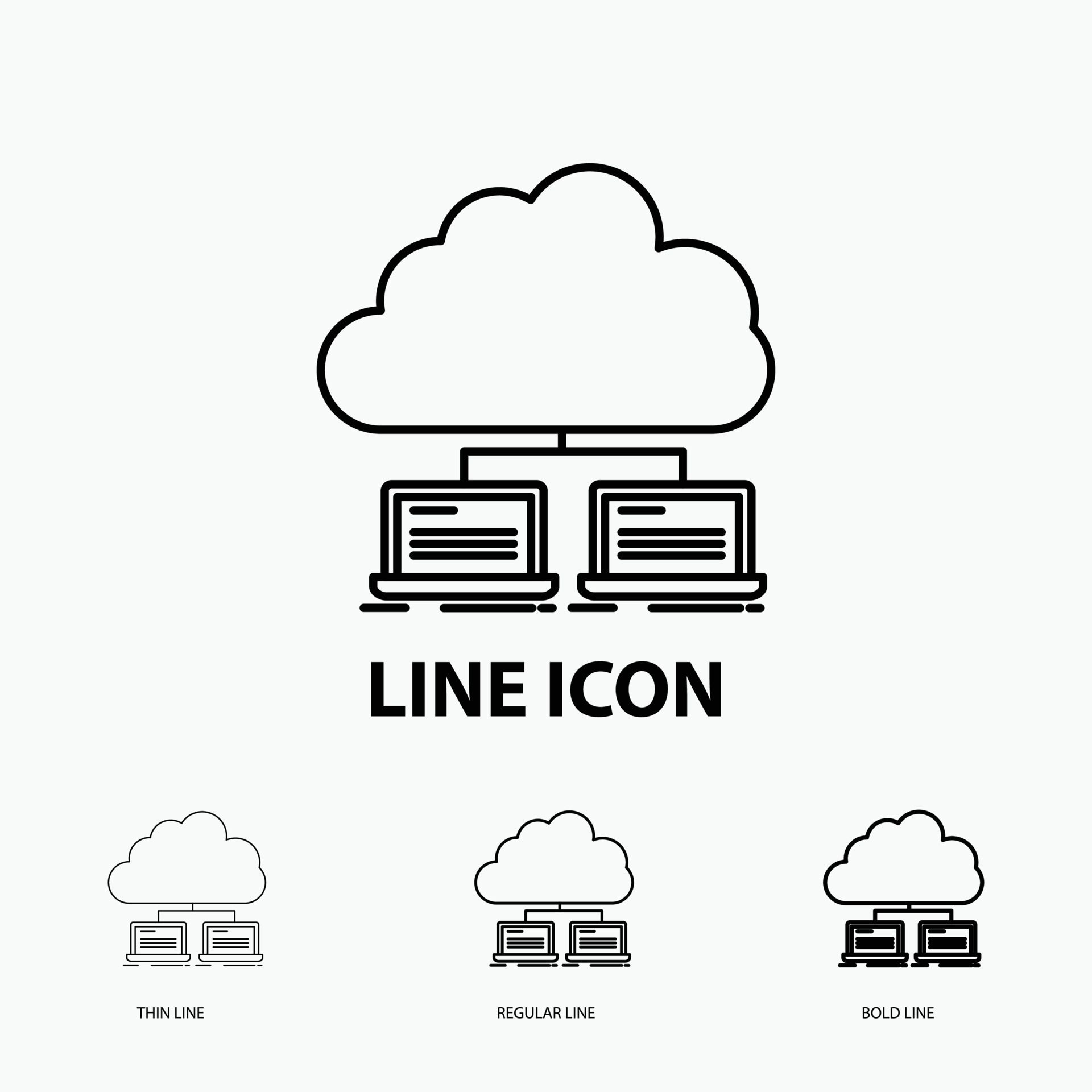 cloud. network. server. internet. data Icon in Thin. Regular and Bold Line Style. Vector ...
