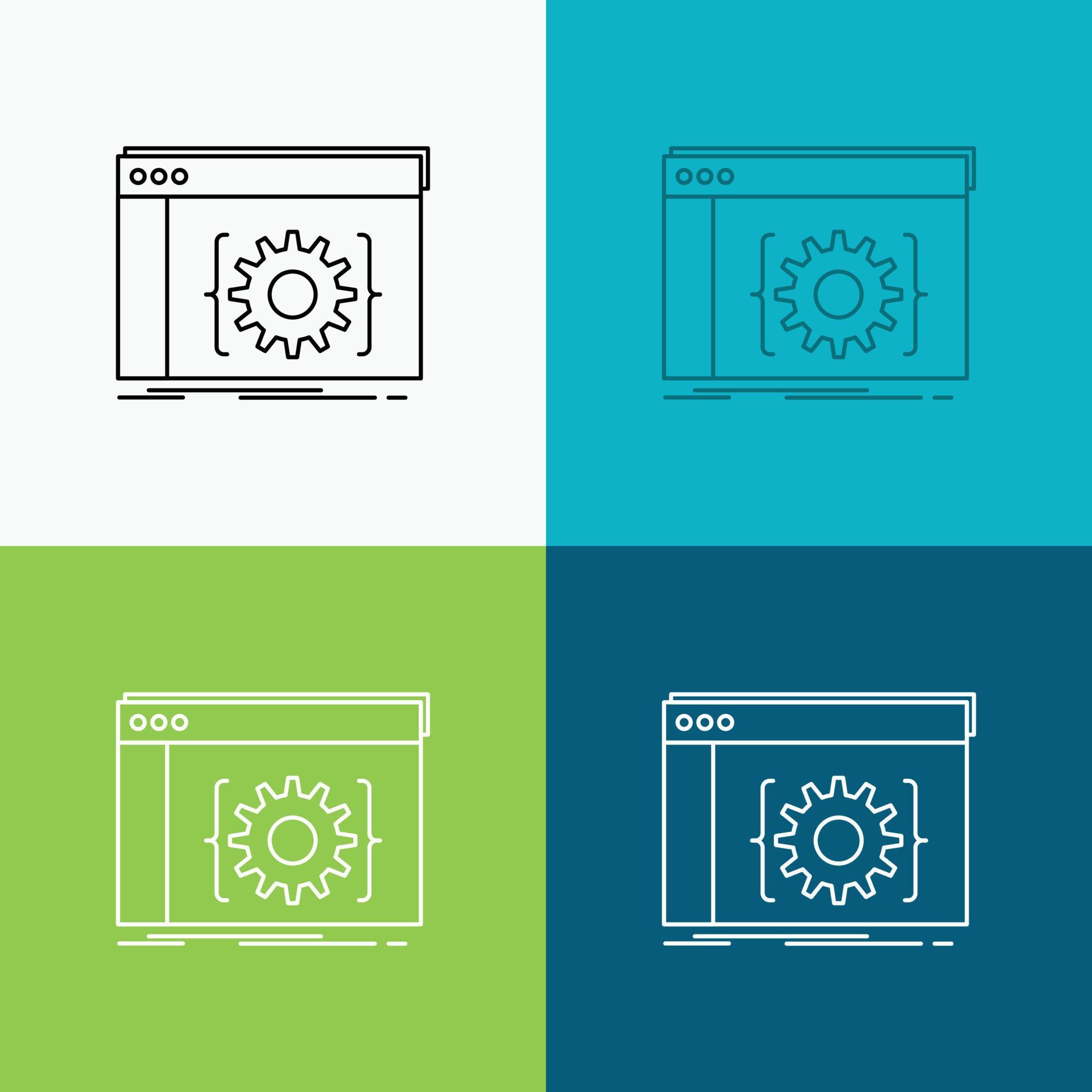 Api App Coding Developer Software Icon Over Various Background Line Style Design Designed