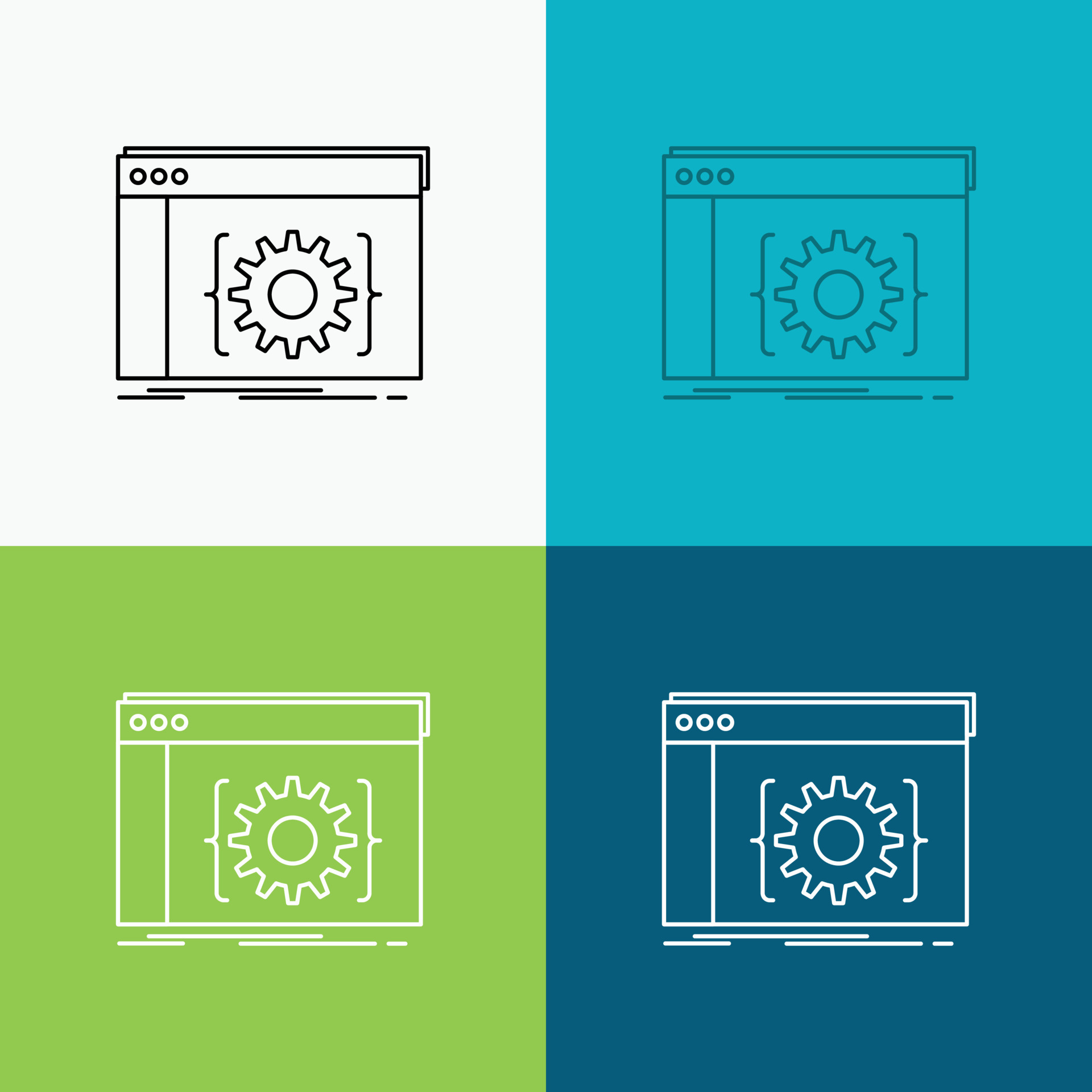 Api App Coding Developer Software Icon Over Various Background Line Style Design Designed