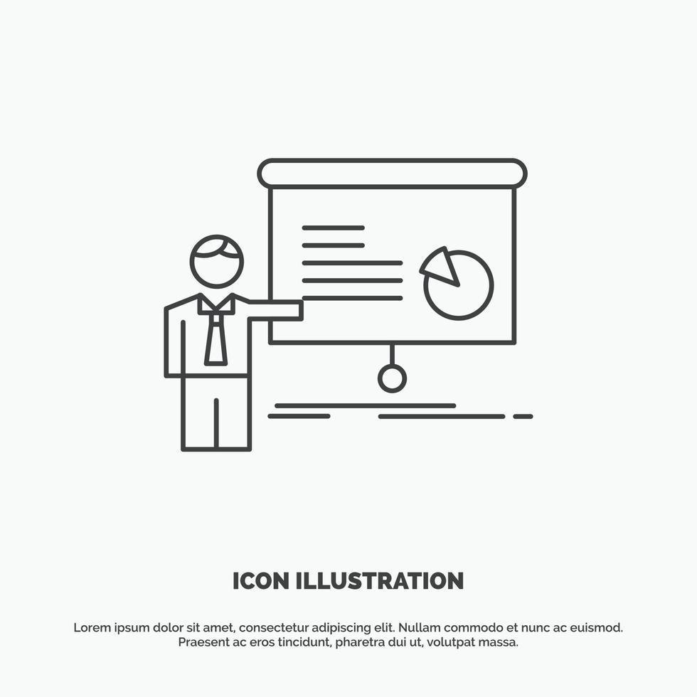 graph. meeting. presentation. report. seminar Icon. Line vector gray symbol for UI and UX ...