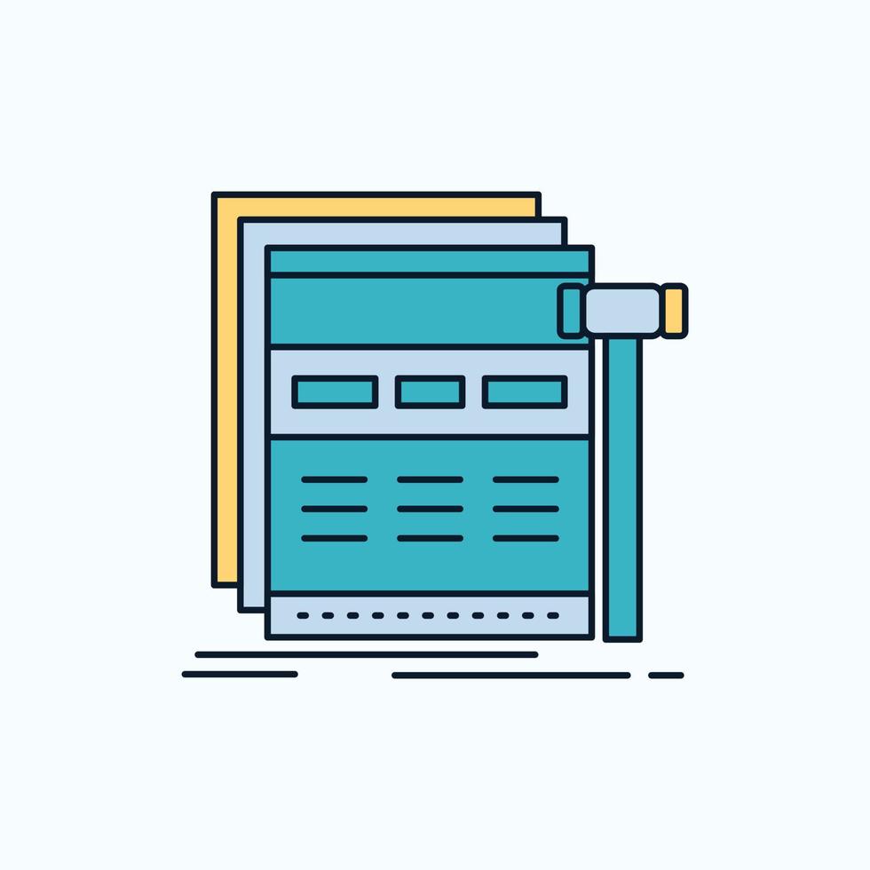 Internet. page. web. webpage. wireframe Flat Icon. green and Yellow sign and symbols for website ...