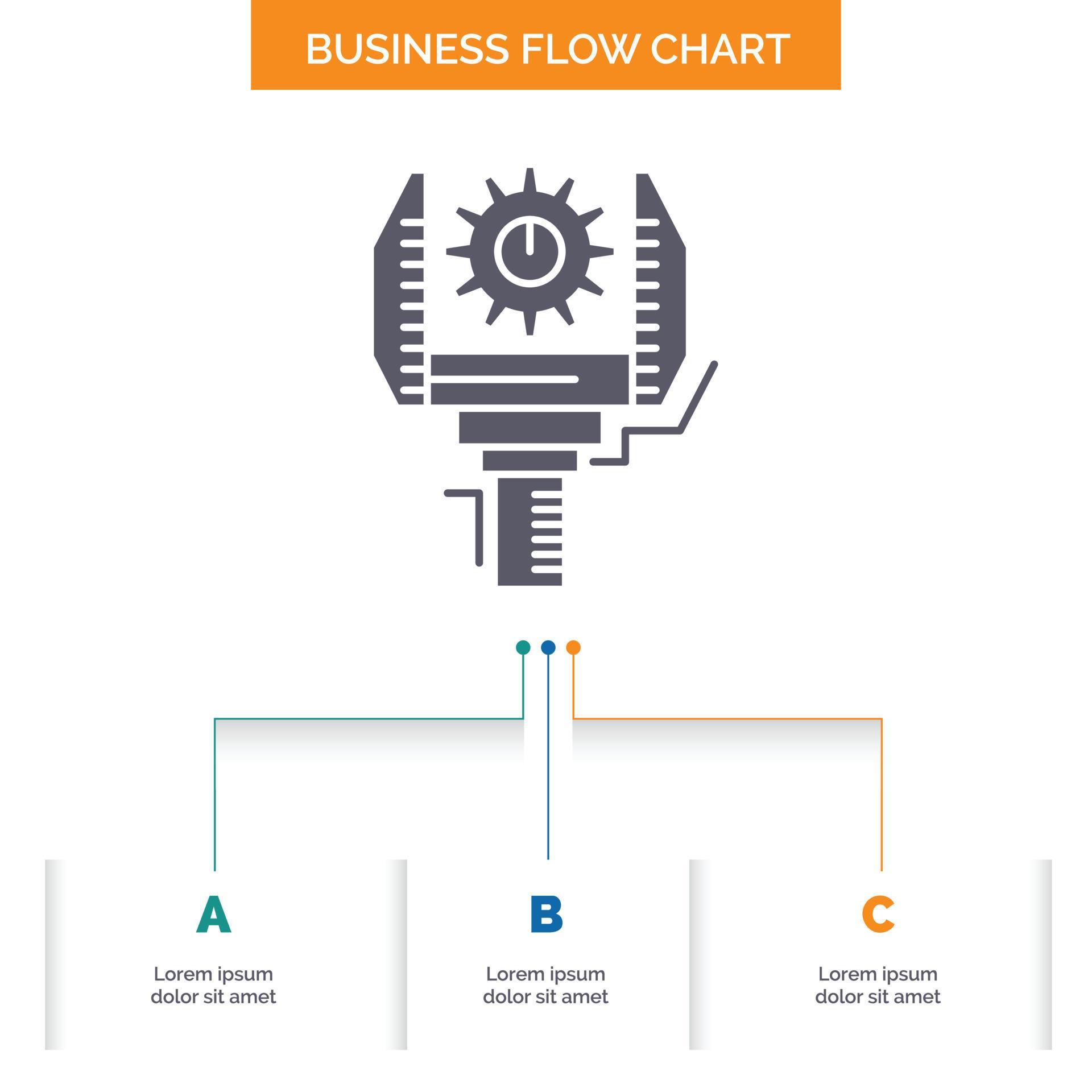 Automation Industry Machine Production Robotics Business Flow Chart Design With 3 Steps