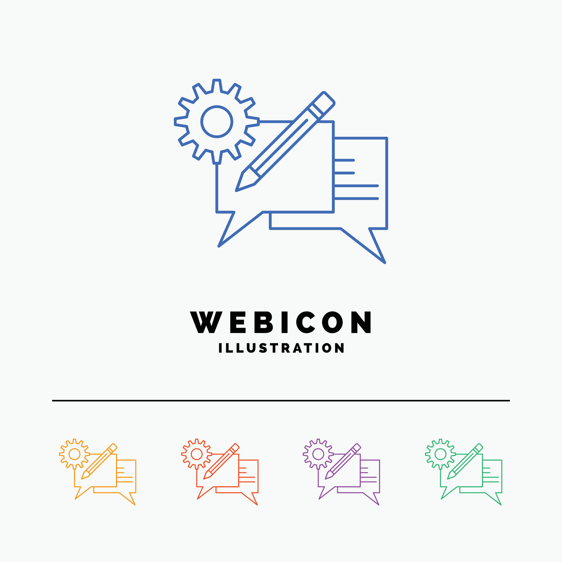 Chat Communication Discussion Setting Message 5 Color Line Web Icon Template Isolated On