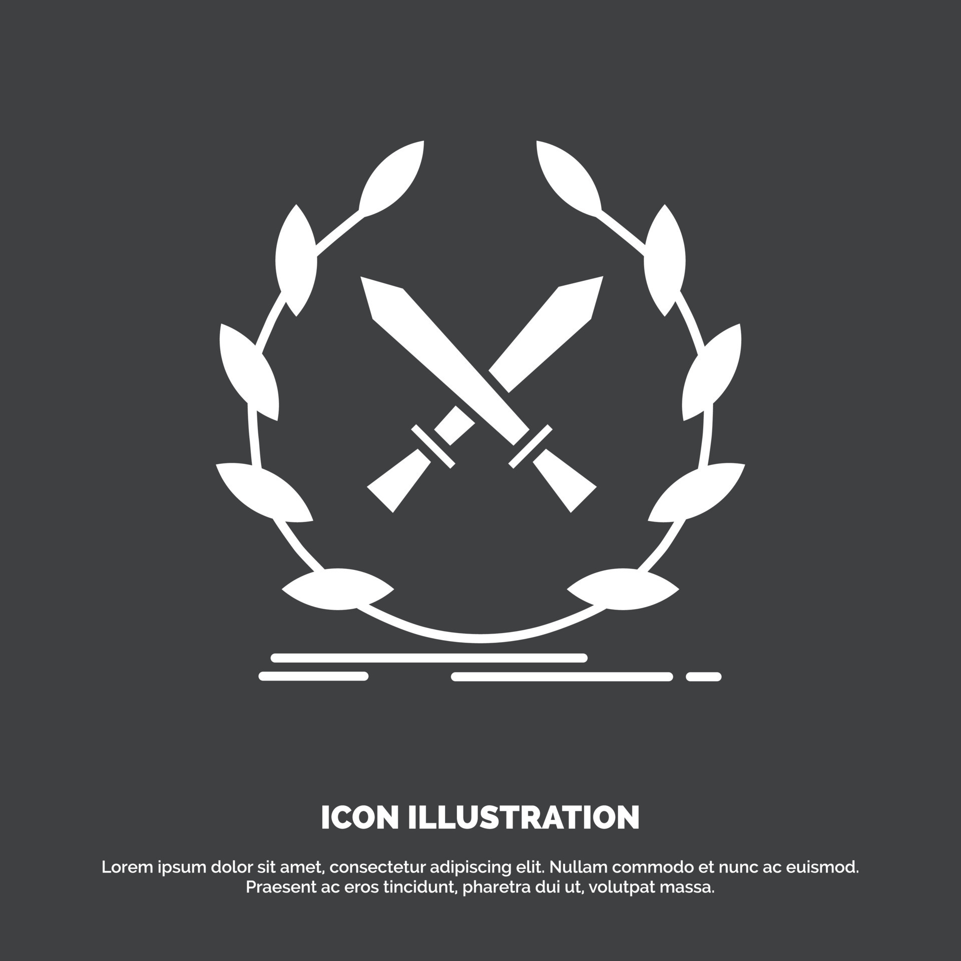 Battle Emblem Game Label Swords Icon Glyph Vector Symbol For Ui