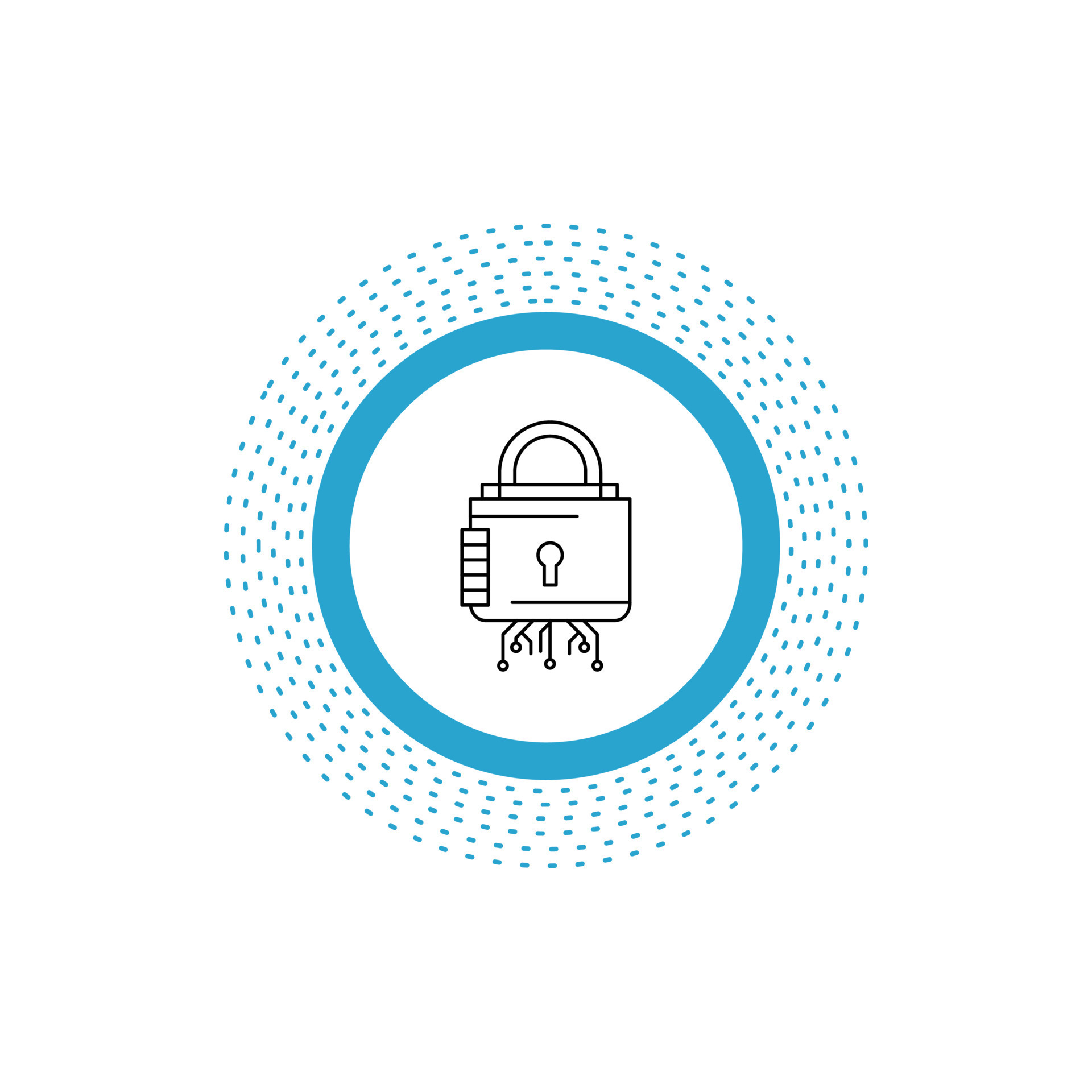 Security Cyber Lock Protection Secure Line Icon Vector Isolated