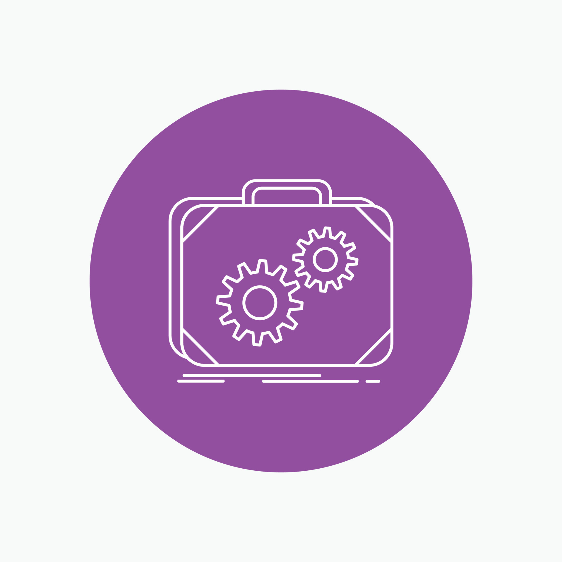 Briefcase Case Production Progress Work White Line Icon In Circle Background Vector Icon