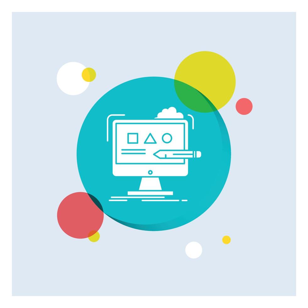 Art. computer. design. digital. studio White Glyph Icon colorful Circle Background 13035961 ...