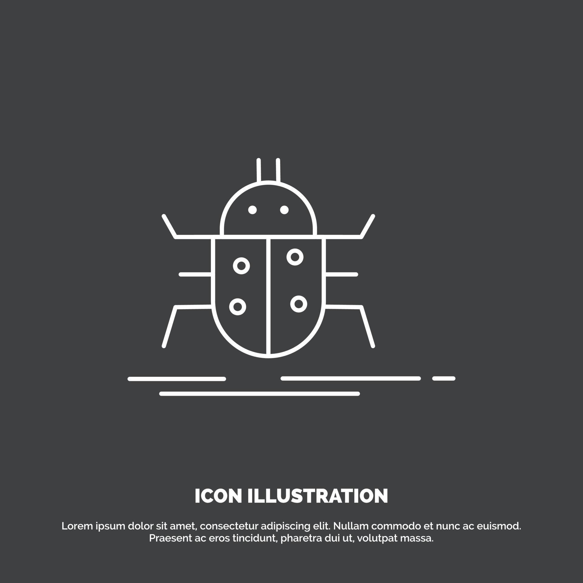 Bug Bugs Insect Testing Virus Icon Line Vector Symbol For Ui And