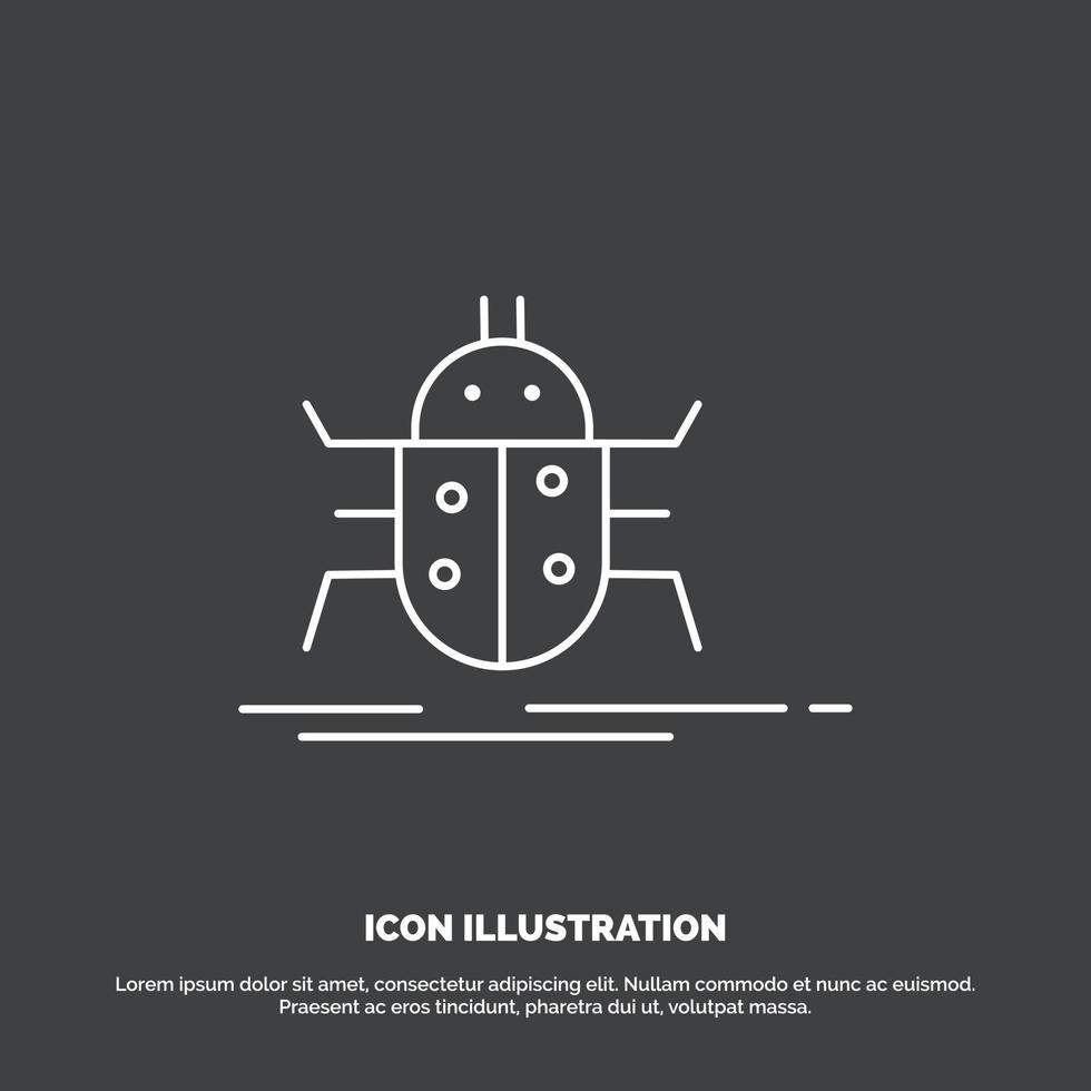Bug Bugs Insect Testing Virus Icon Line Vector Symbol For Ui And
