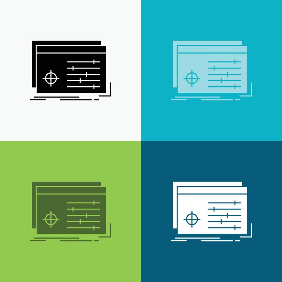 File Object Processing Settings Software Icon Over Various Background Glyph Style Design