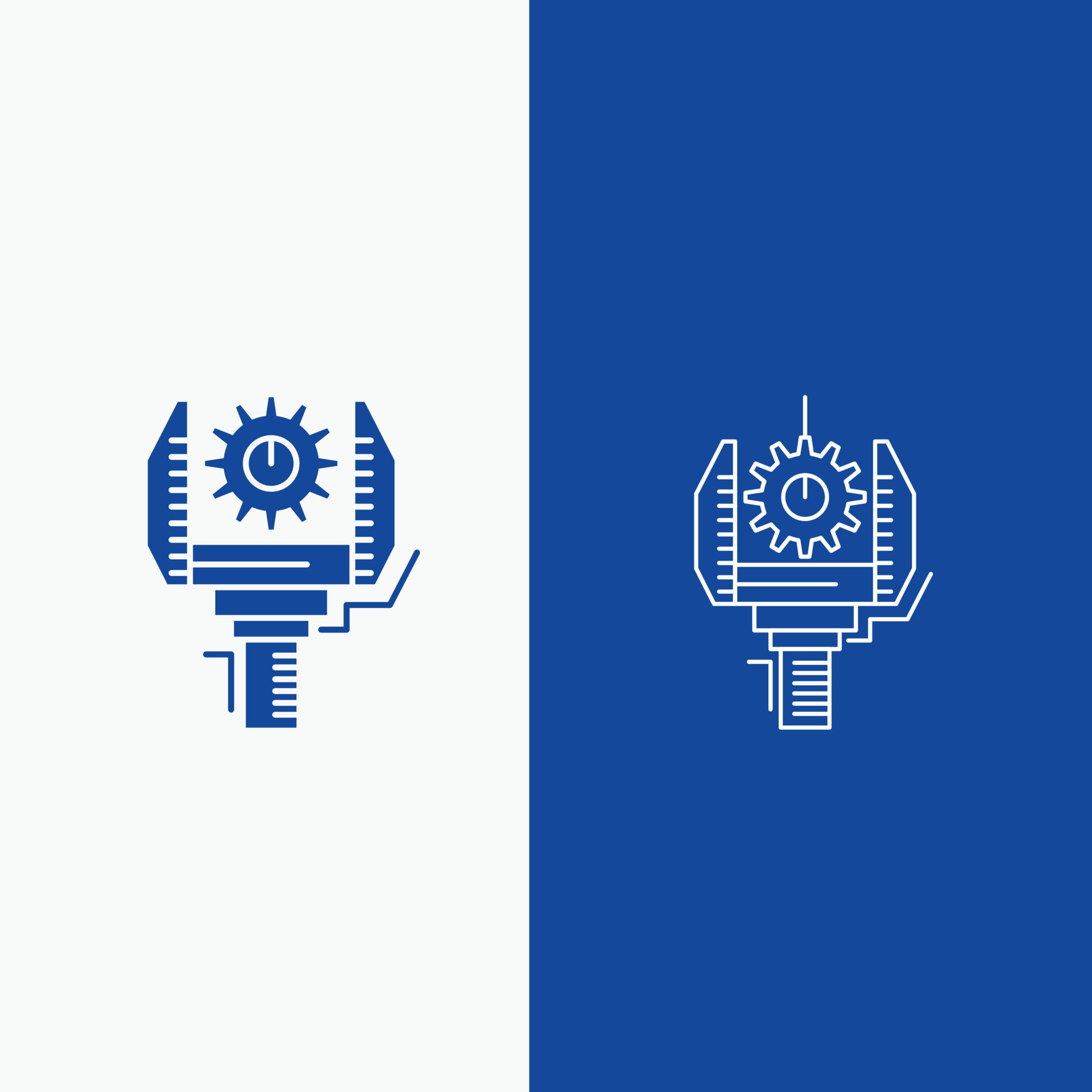 Automation Industry Machine Production Robotics Line And Glyph Web Button In Blue Color