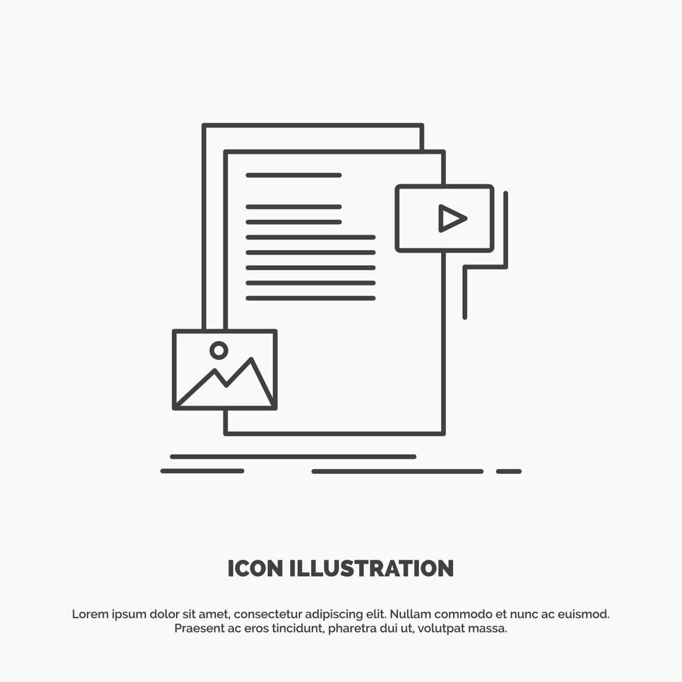 Data Document File Media Website Icon Line Vector Gray Symbol For Ui And Ux Website Or