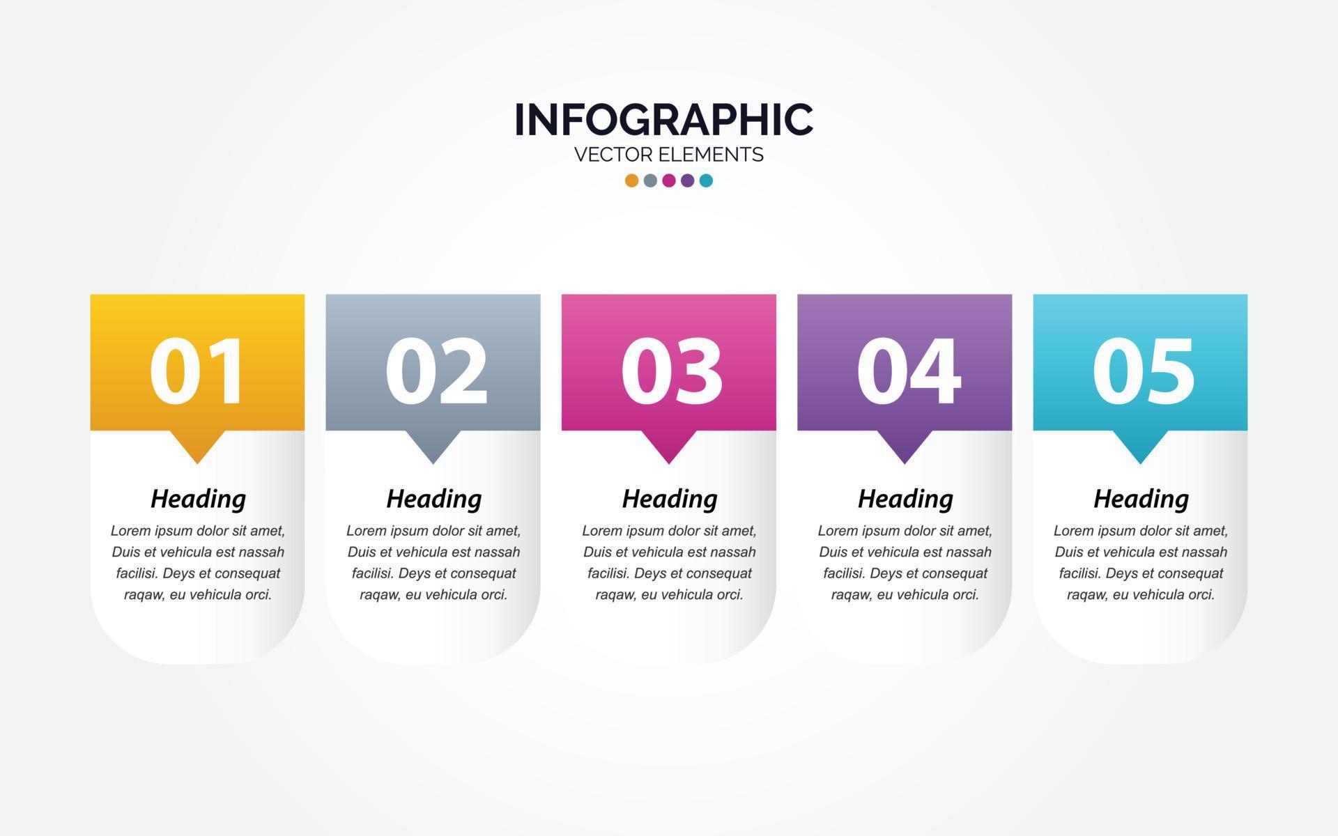 Horizontal Infographic design template. Creative concept with 5 steps ...