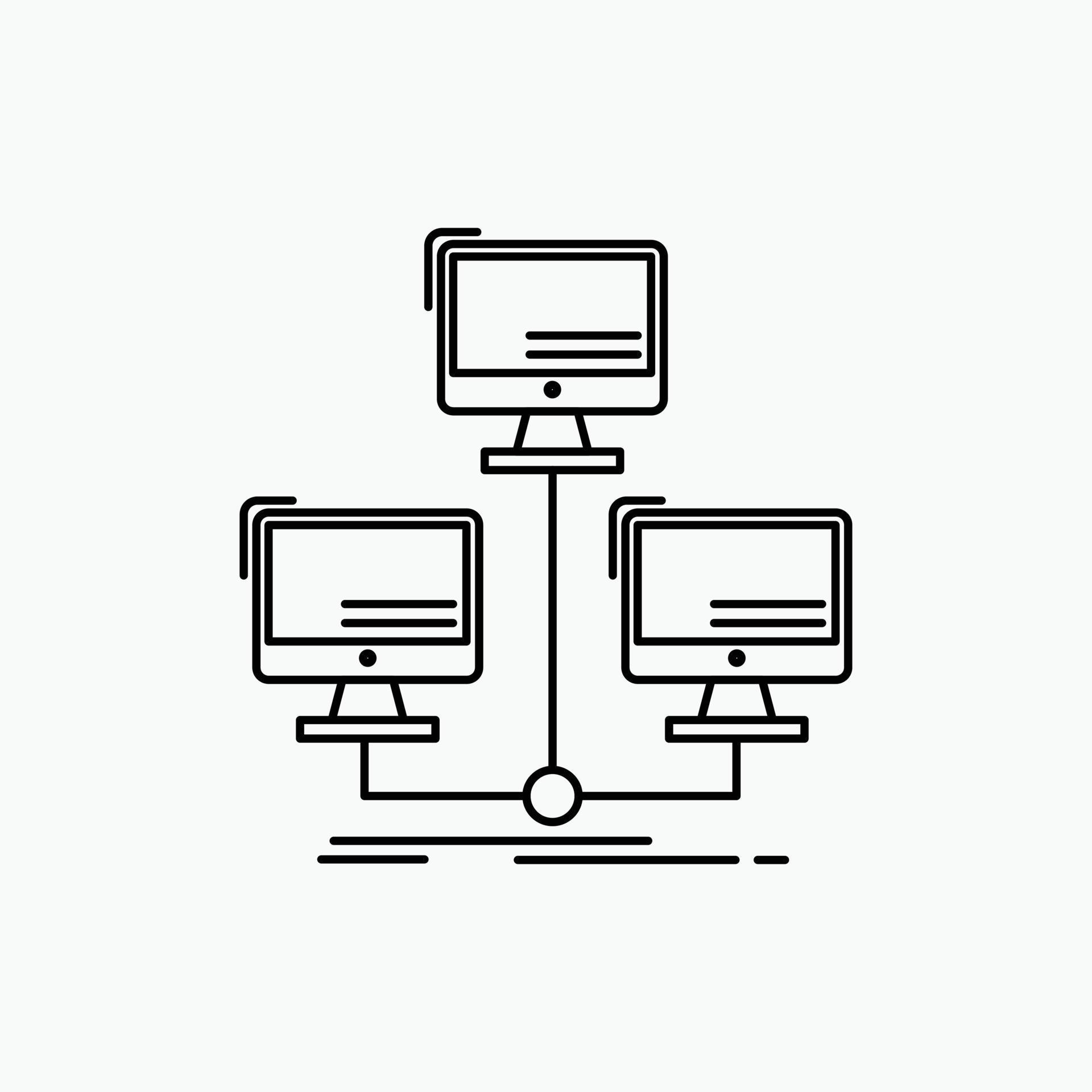 database. distributed. connection. network. computer Line Icon. Vector isolated illustration ...
