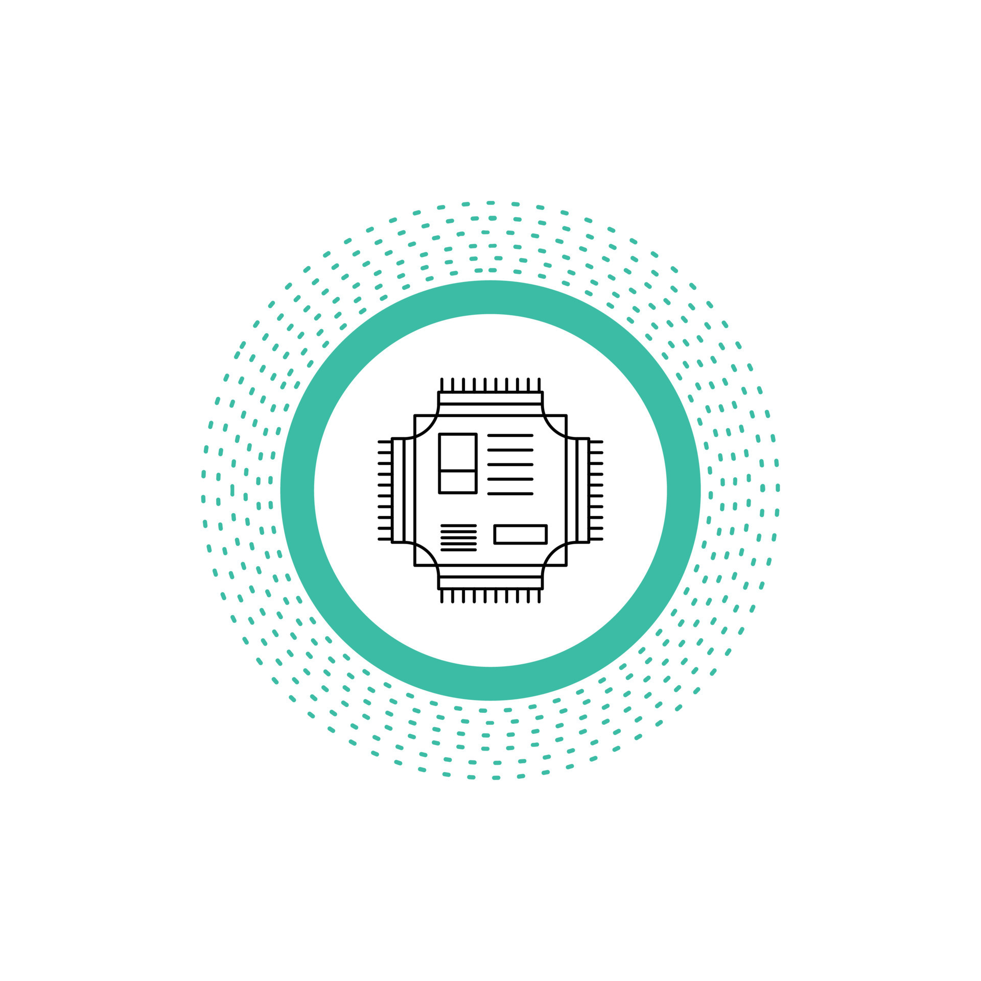 Chip Cpu Microchip Processor Technology Line Icon Vector Isolated