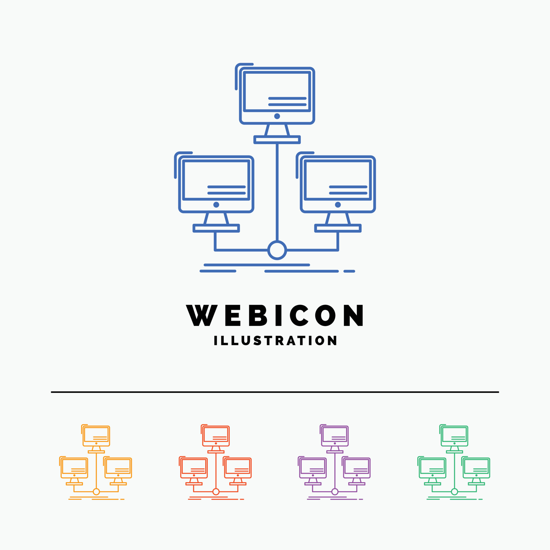 Database Distributed Connection Network Computer 5 Color Line Web Icon Template Isolated On