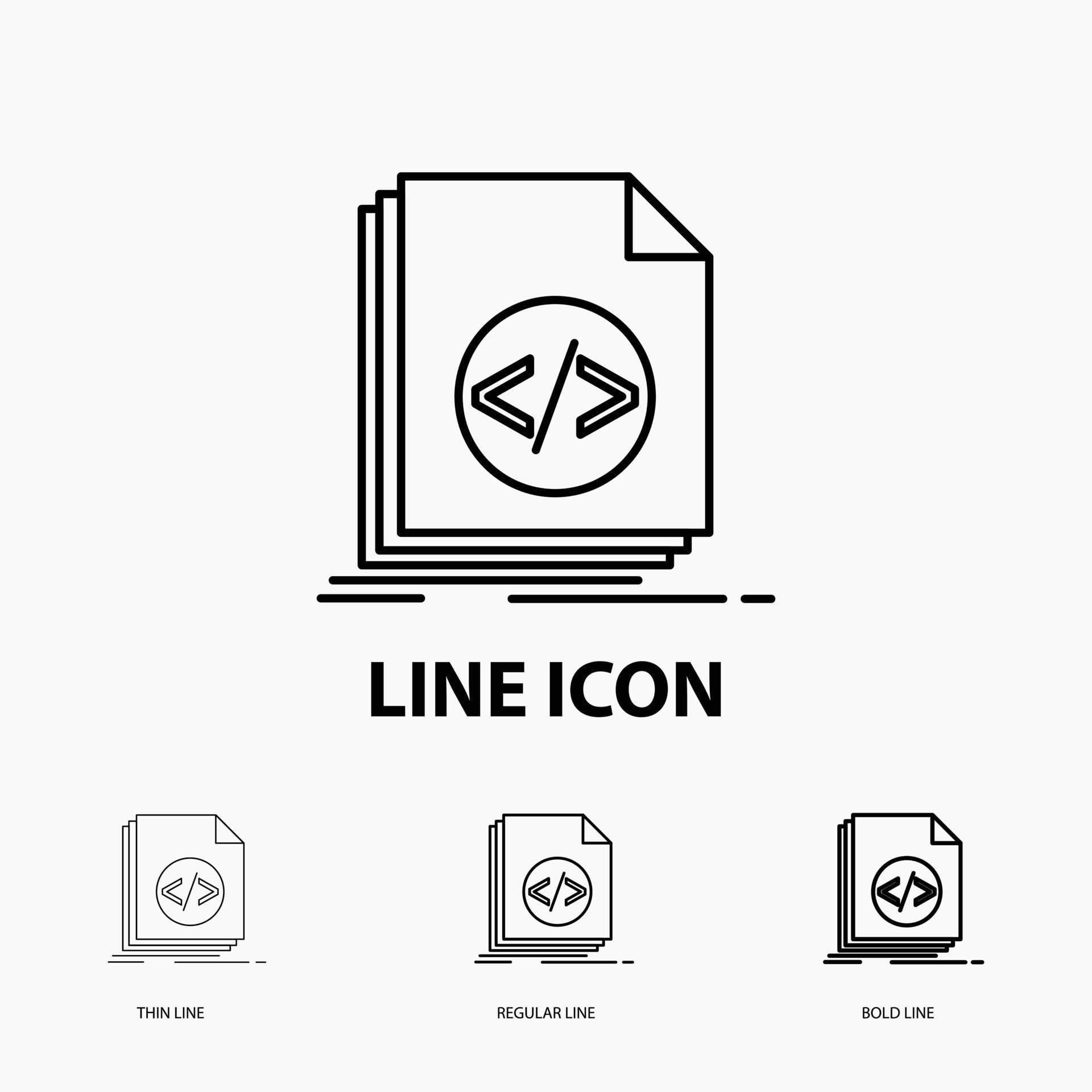 Code Coding File Programming Script Icon In Thin Regular And Bold Line Style Vector