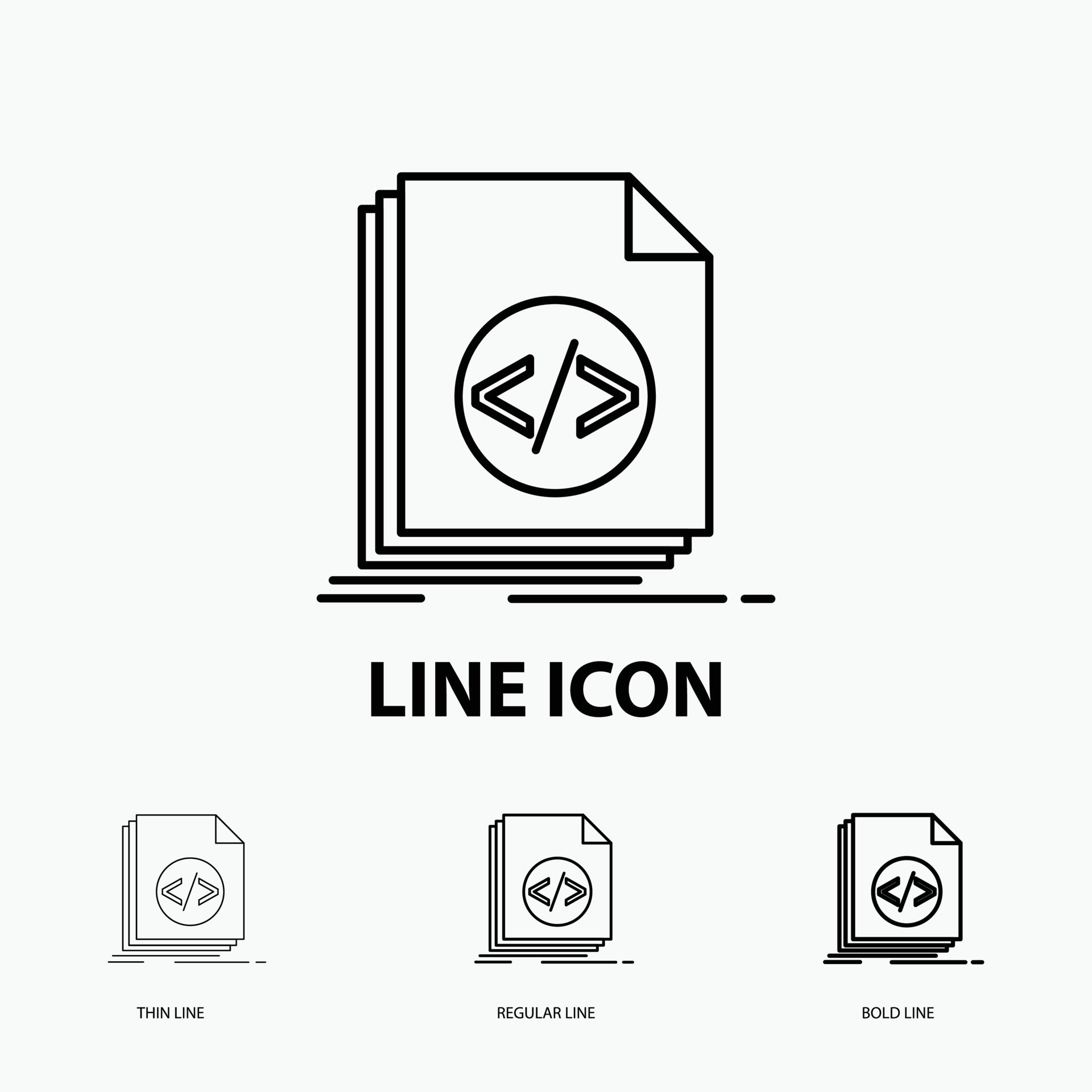 Code Coding File Programming Script Icon In Thin Regular And Bold Line Style Vector