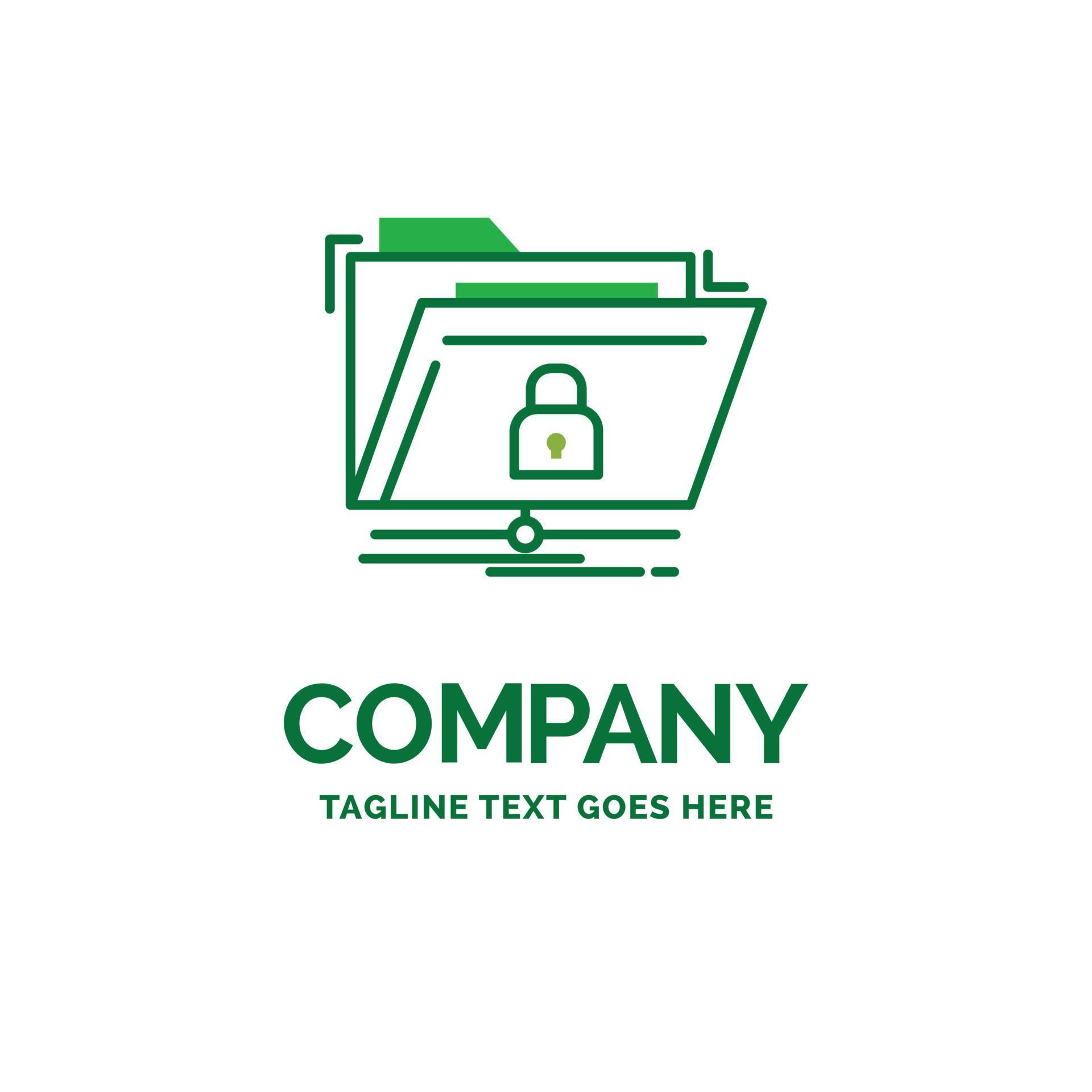encryption. files. folder. network. secure Flat Business Logo template. Creative Green Brand ...