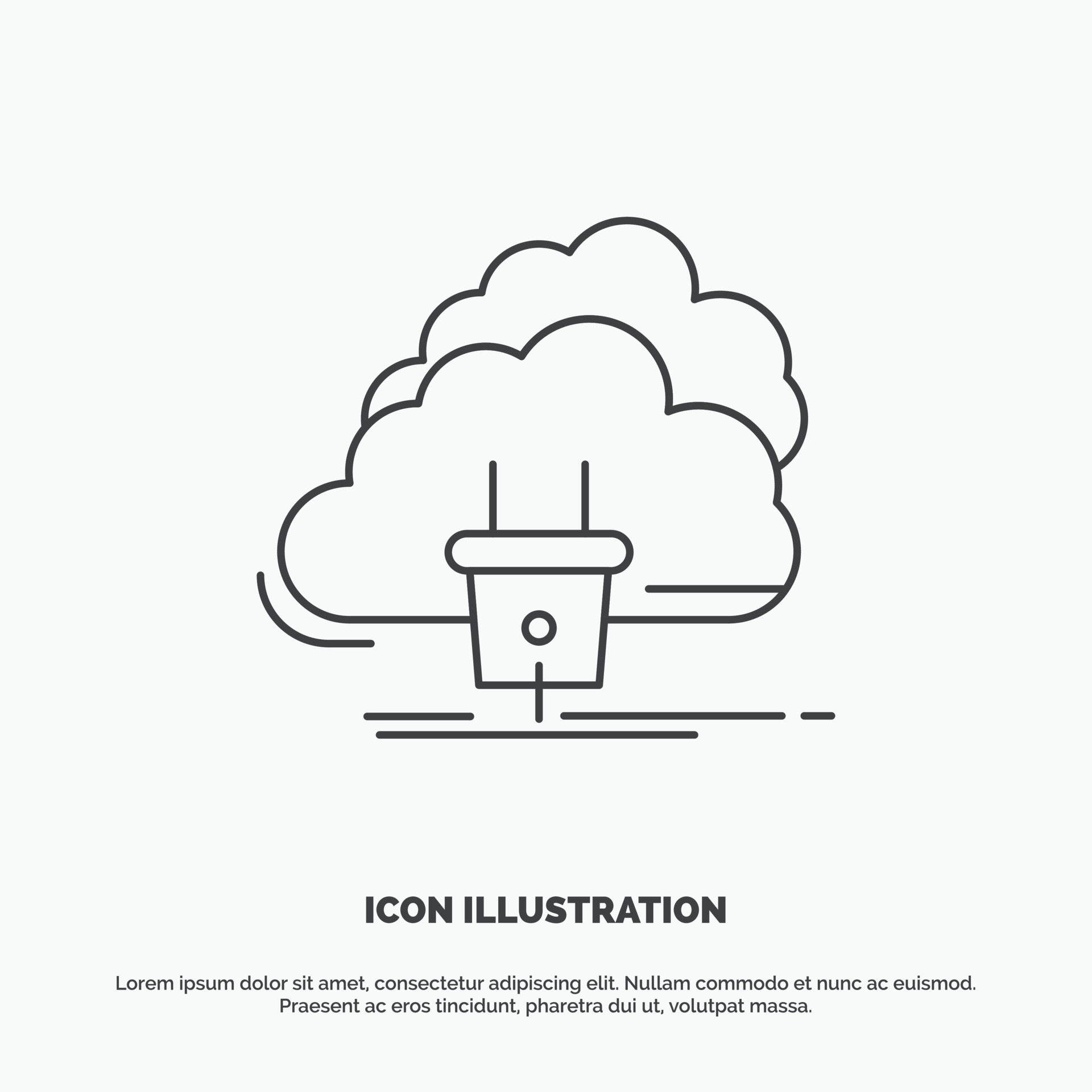Cloud Connection Energy Network Power Icon Line Vector Gray Symbol For Ui And Ux Website