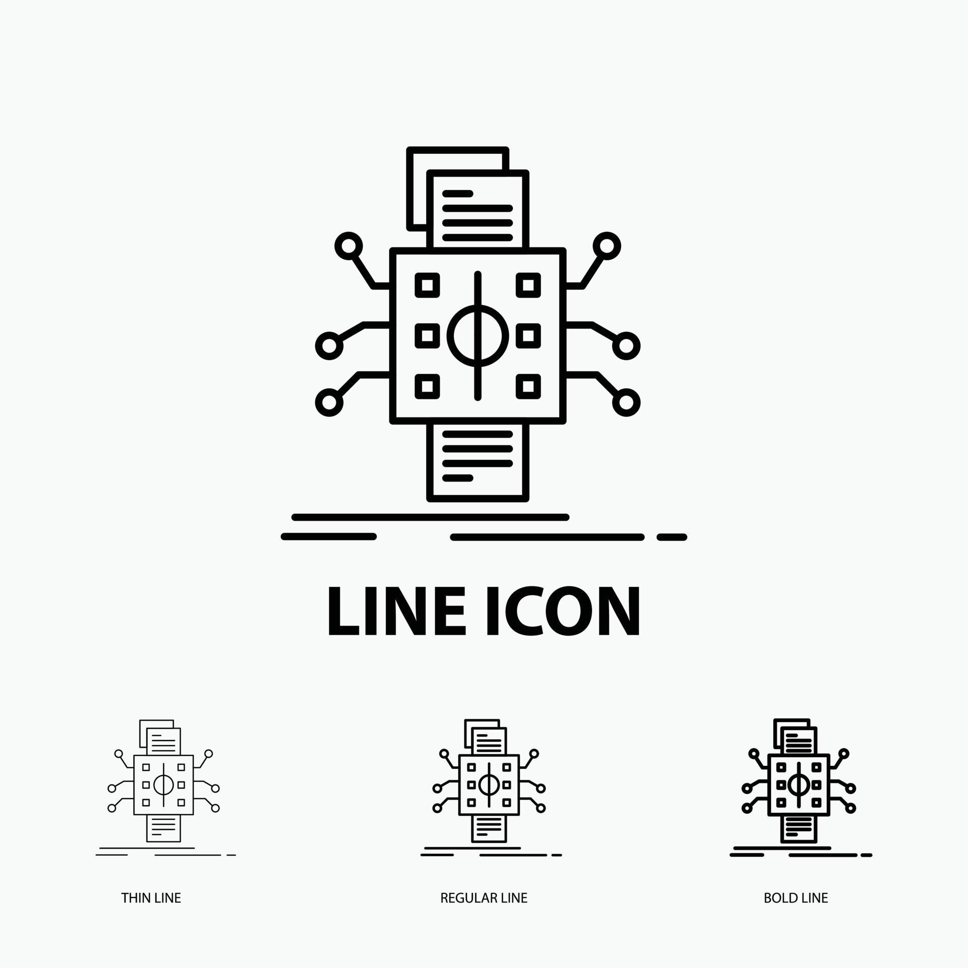 Analysis Data Datum Processing Reporting Icon In Thin Regular And Bold Line Style Vector