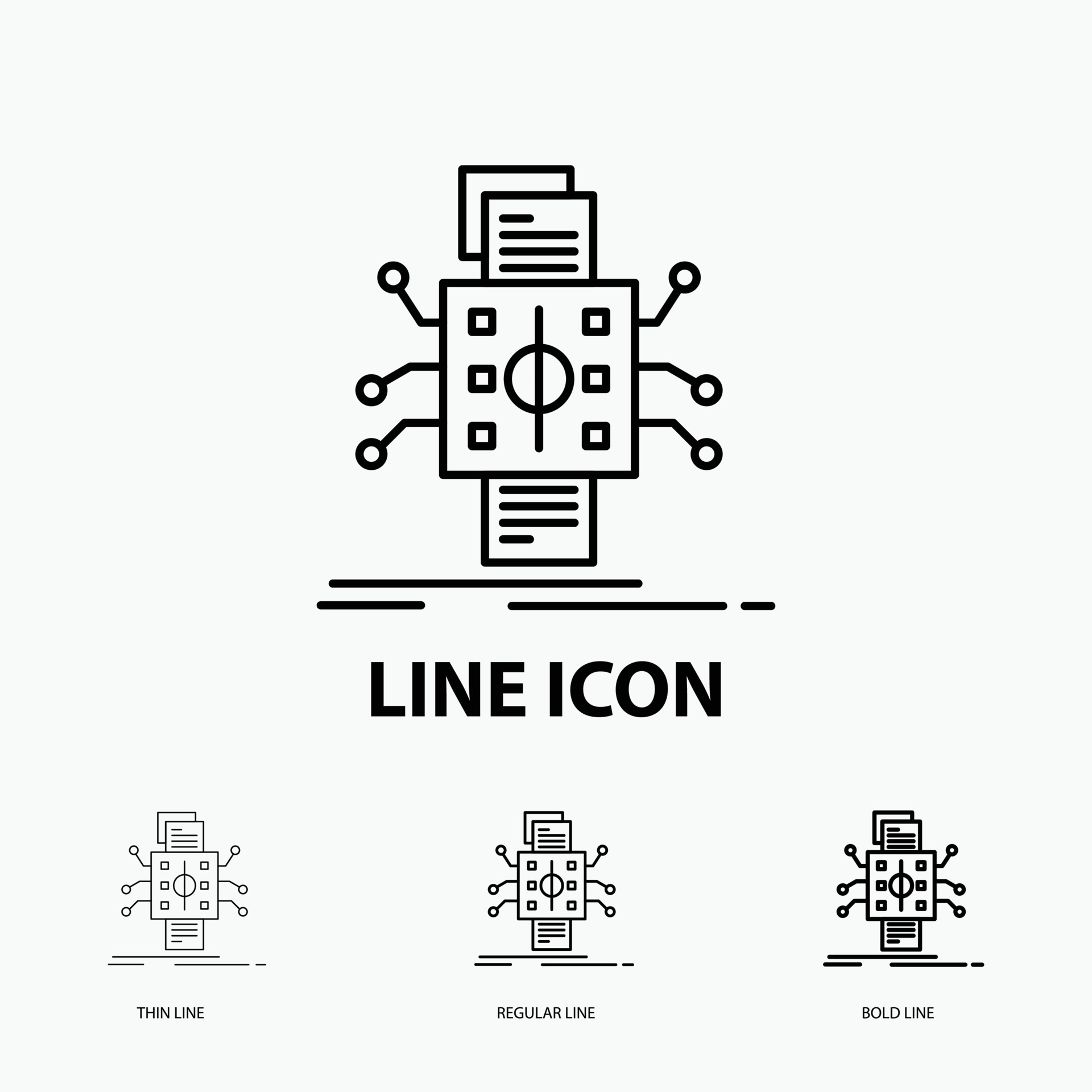 Analysis Data Datum Processing Reporting Icon In Thin Regular And Bold Line Style Vector