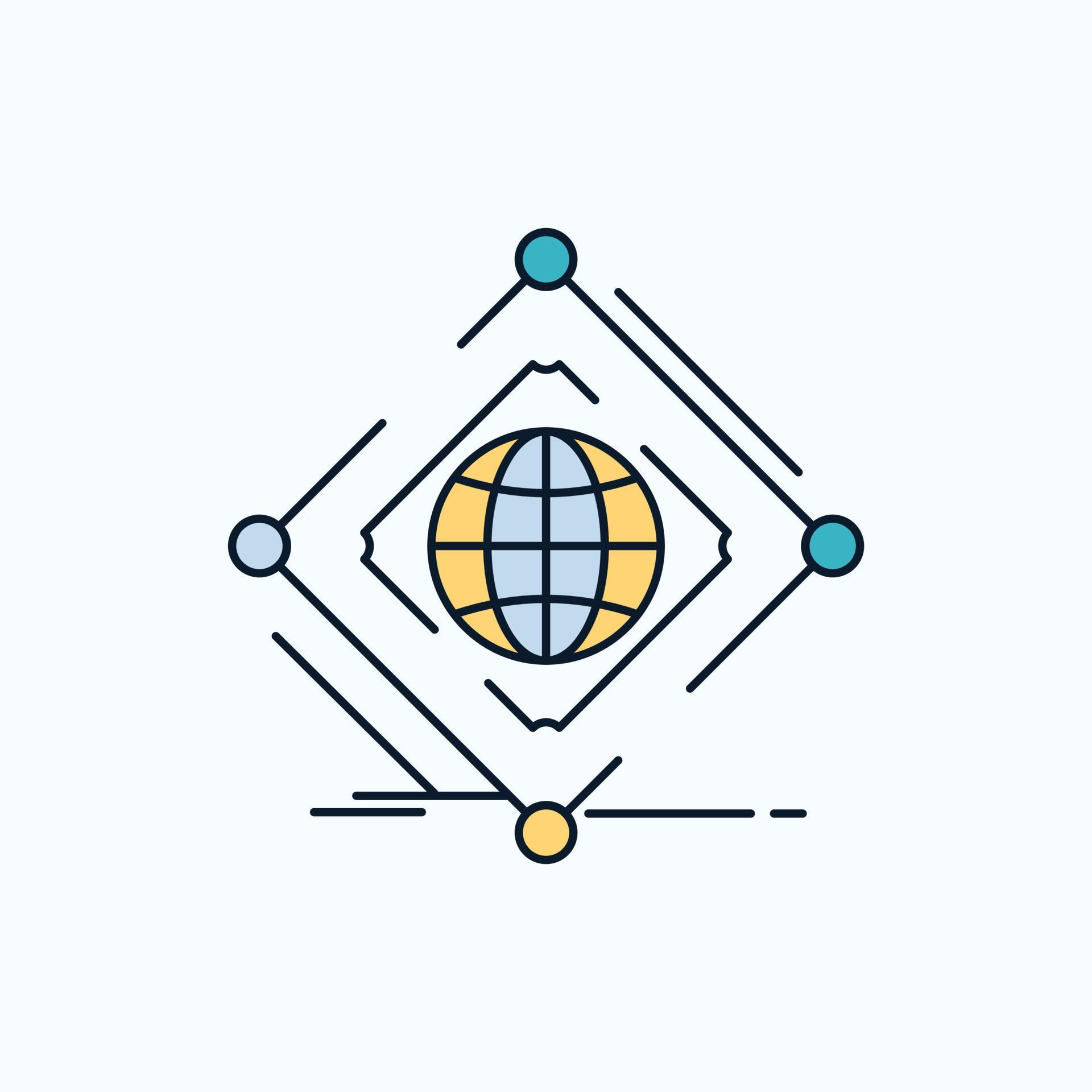 Complex. global. internet. net. web Flat Icon. green and Yellow sign and symbols for website and ...