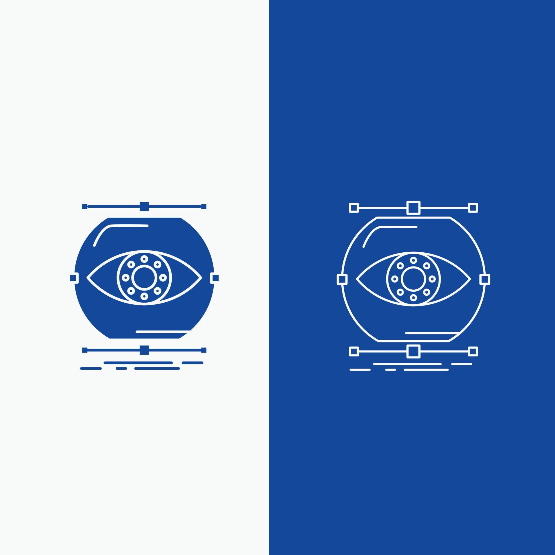 Visualize Conception Monitoring Monitoring Vision Line And Glyph Web Button In Blue Color