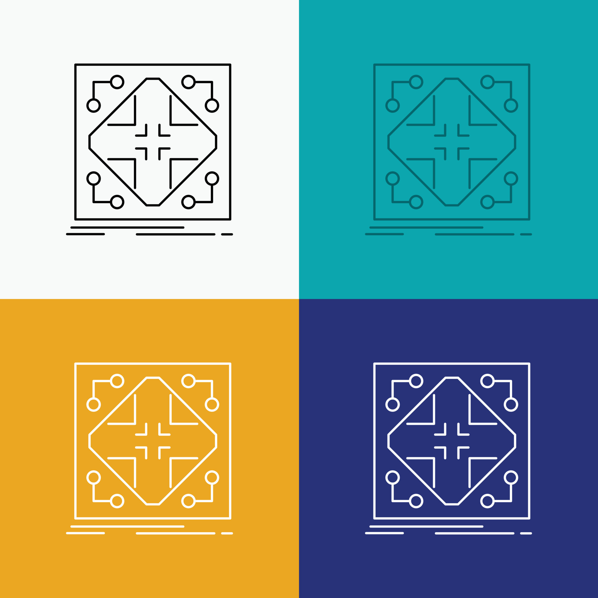 Data Infrastructure Network Matrix Grid Icon Over Various Background Line Style Design