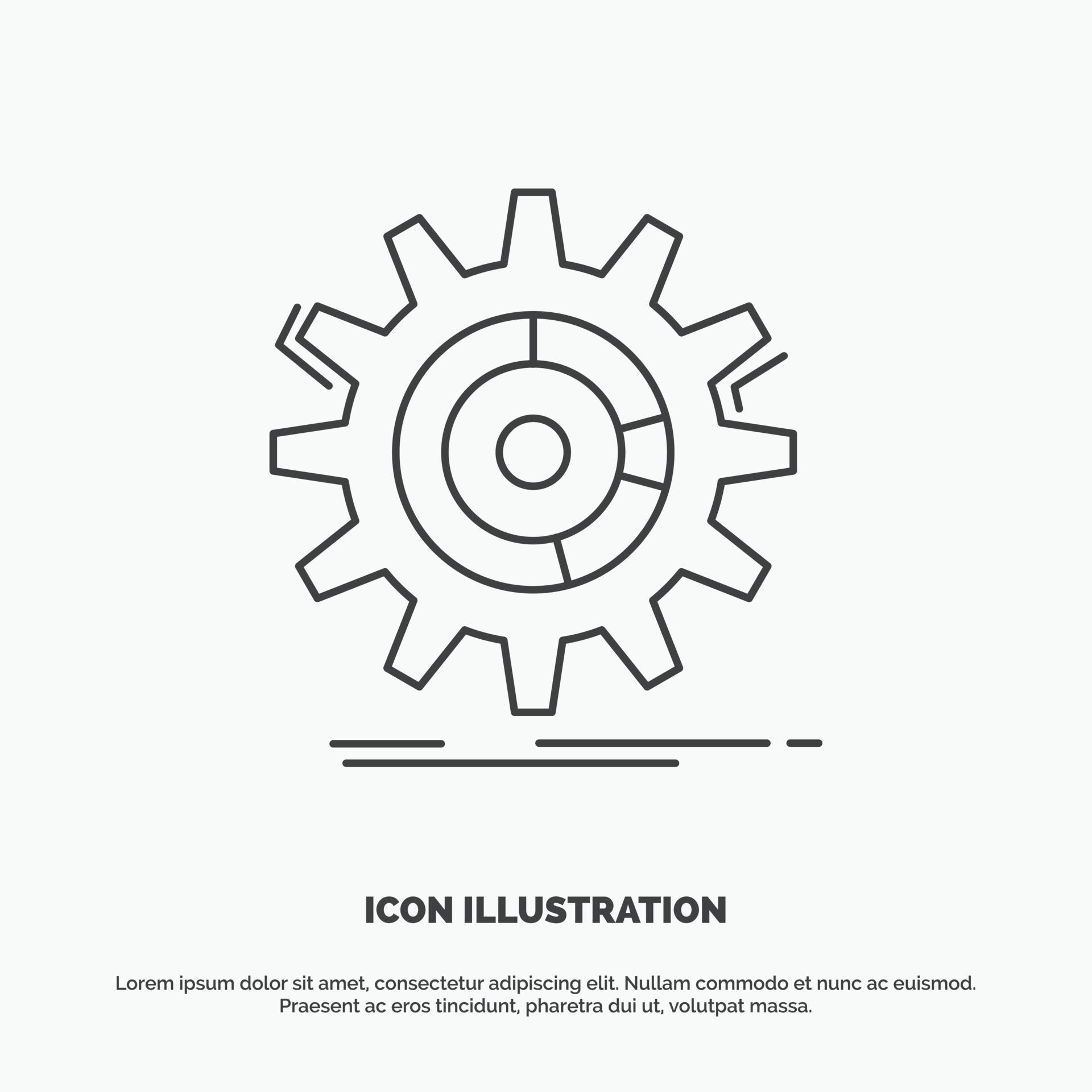 Setting Data Management Process Progress Icon Line Vector Gray Symbol For Ui And Ux