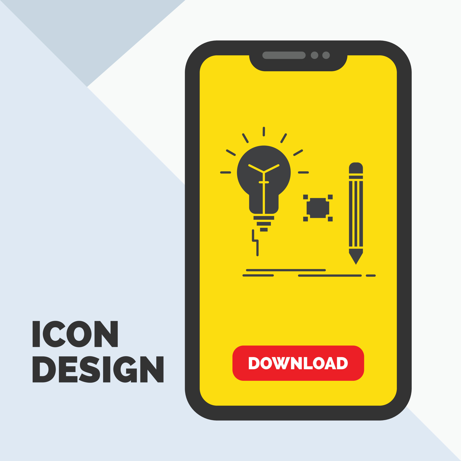 Idea. insight. key. lamp. lightbulb Glyph Icon in Mobile for Download Page. Yellow Background ...