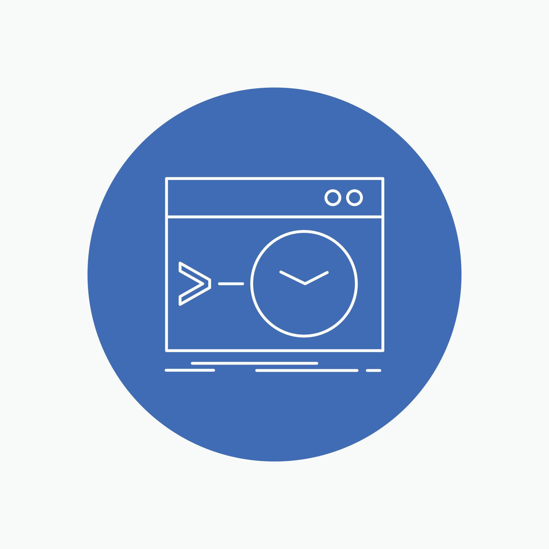 Admin Command Root Software Terminal White Line Icon In Circle Background Vector Icon