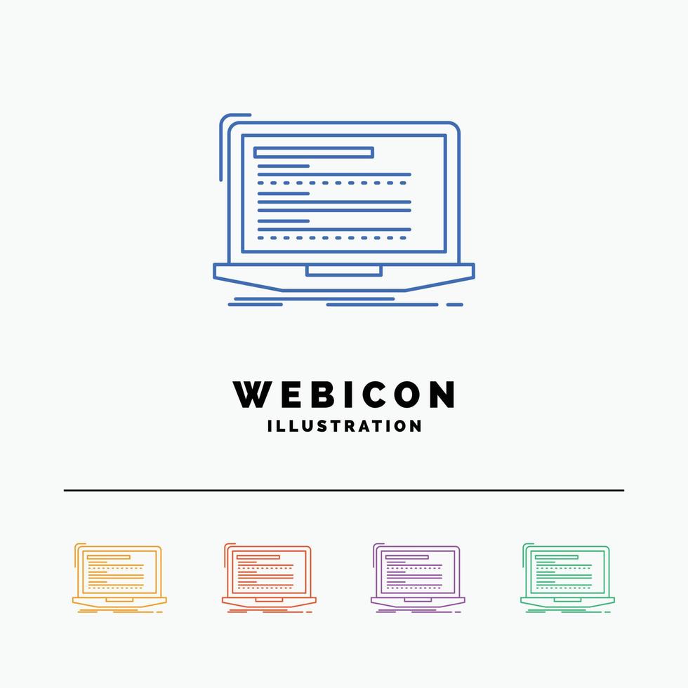 Code Coding Computer Monoblock Laptop 5 Color Line Web Icon