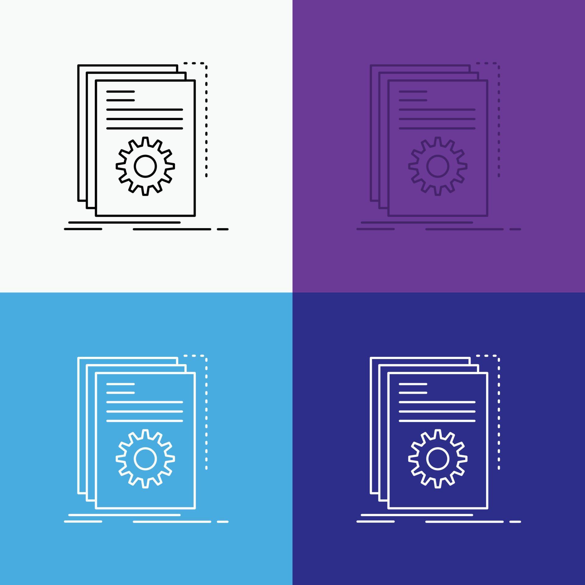 App Build Developer Program Script Icon Over Various Background Line Style Design Designed