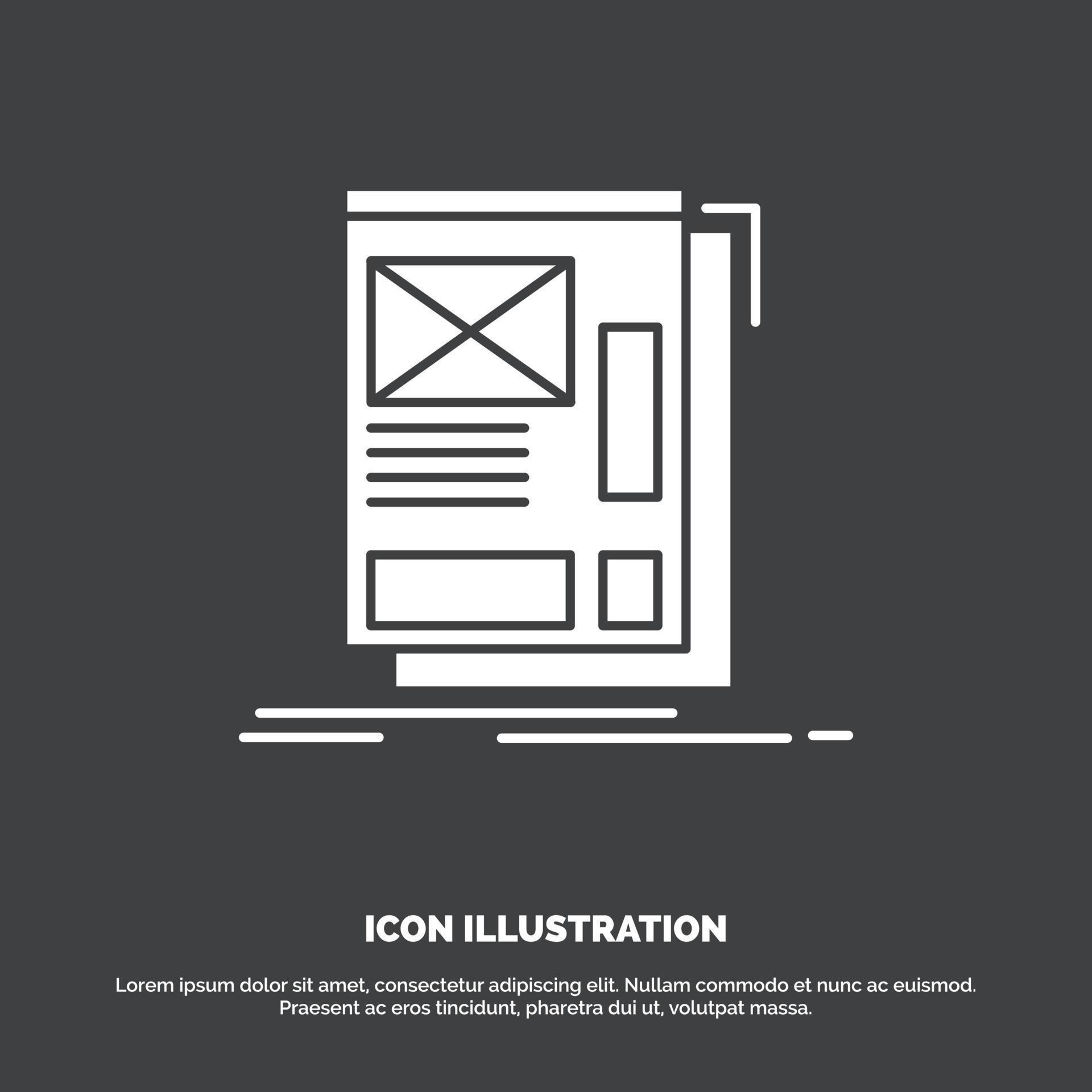 wire. framing. Web. Layout. Development Icon. glyph vector symbol for UI and UX. website or ...