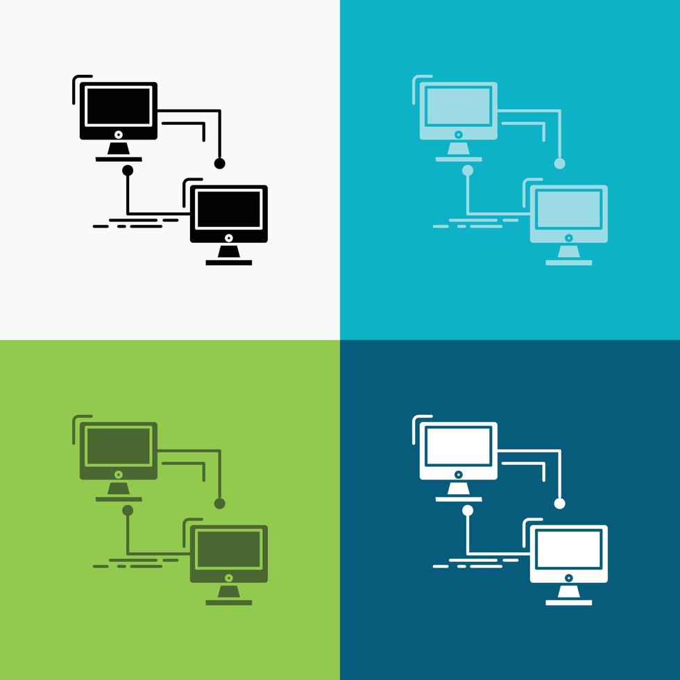 Local Lan Connection Sync Computer Icon Over Various Background