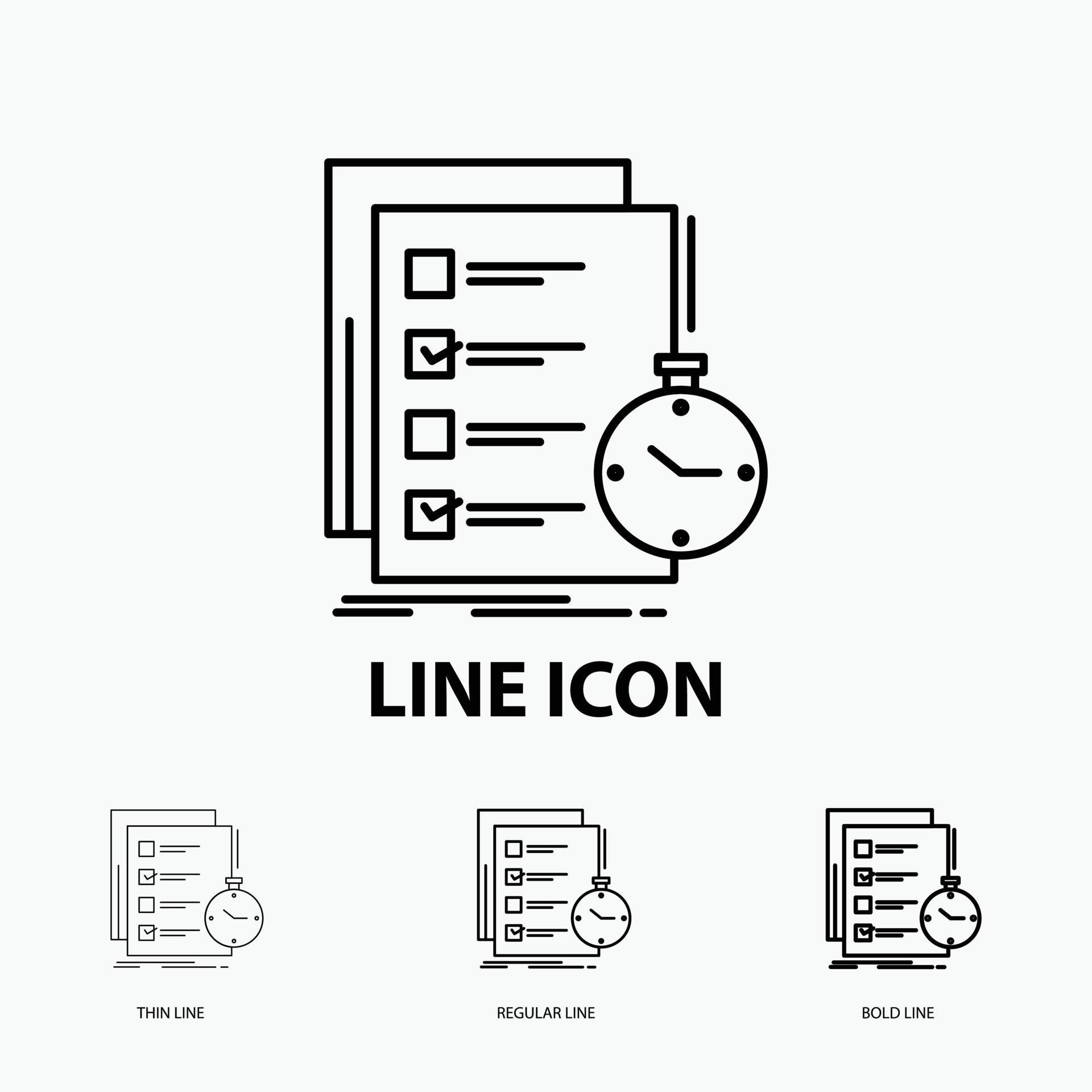 Todo Task List Check Time Icon In Thin Regular And Bold Line Style todo-task-list-check-time-icon-in-thin-regular-and-bold-line-style