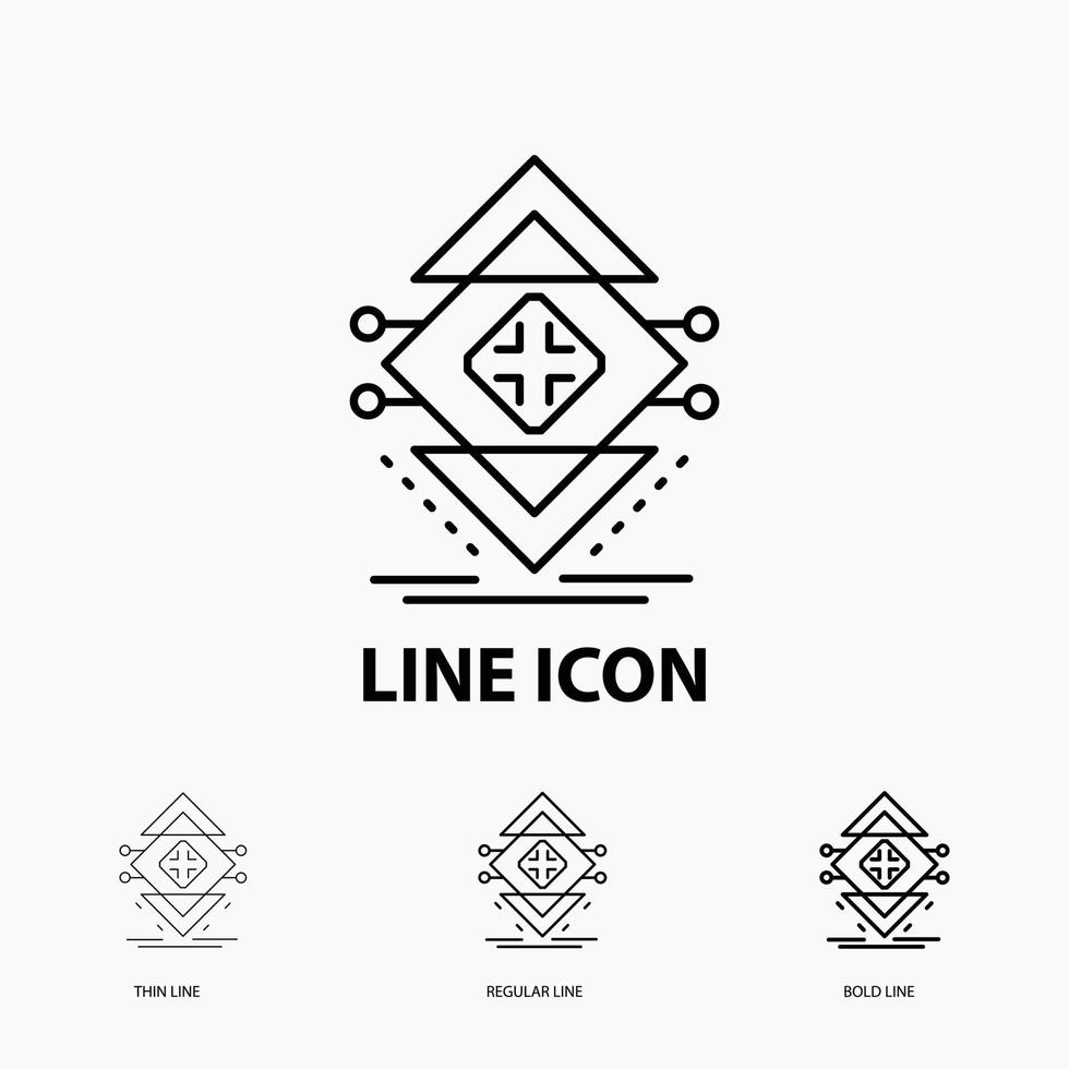 Computing Data Infrastructure Science Structure Icon In Thin Regular And Bold Line Style