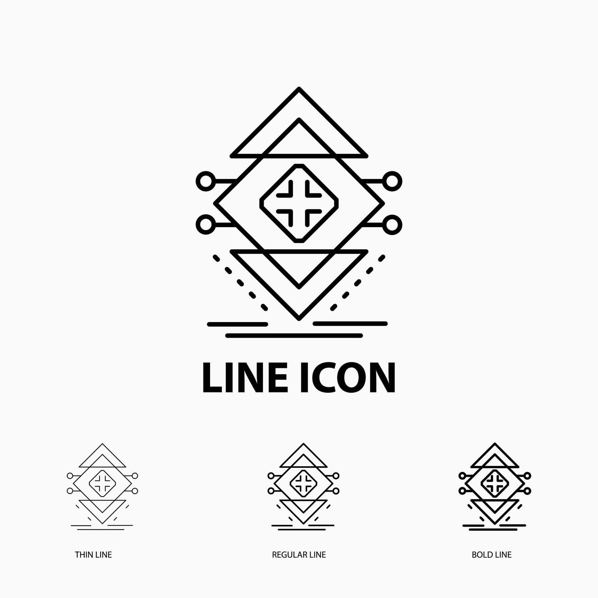 Computing Data Infrastructure Science Structure Icon In Thin Regular And Bold Line Style